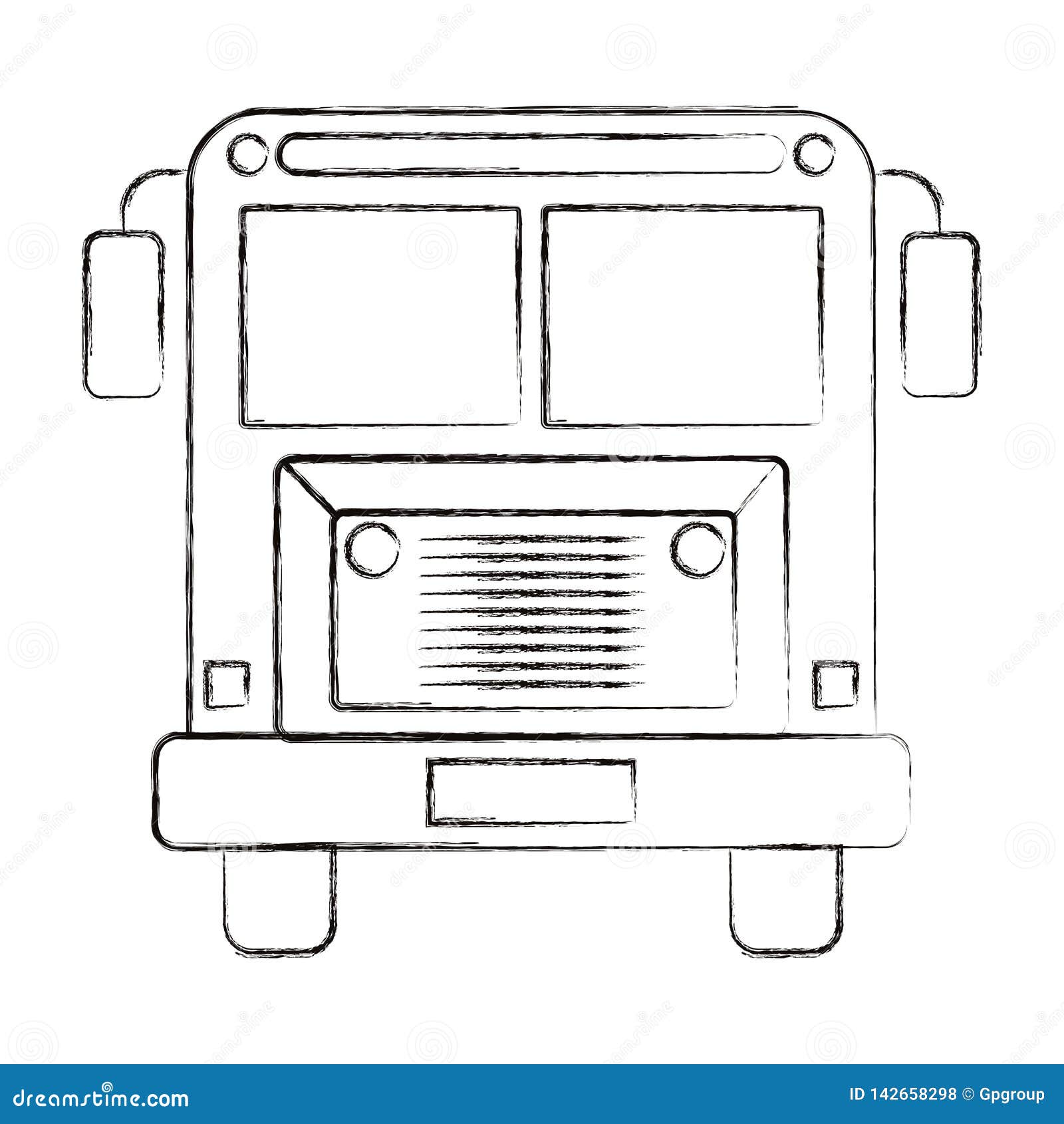 Sketch Blurred Silhouette Image Front View School Bus with Wheels Stock ...