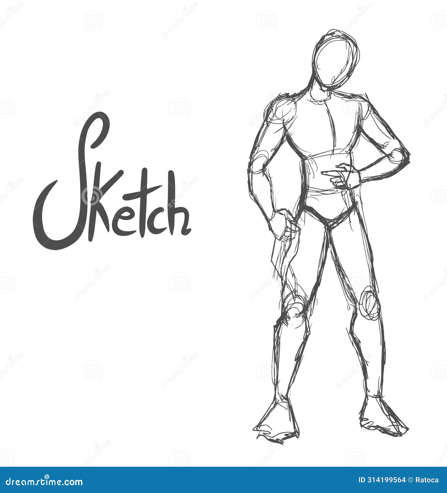 Sketch body man draw stock vector. Illustration of male - 314199564