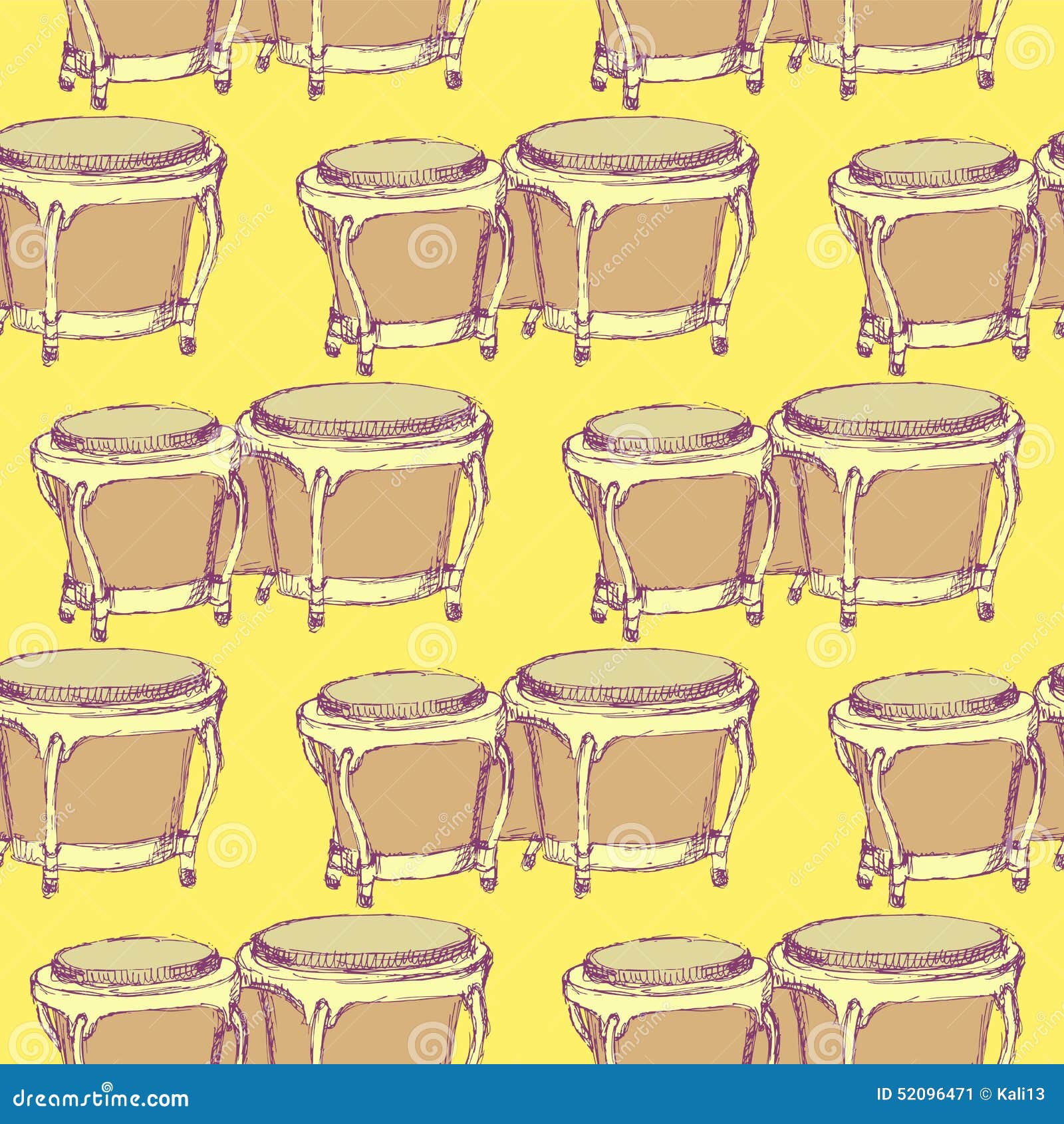Sketch Bongos Musical Instrument in Vintage Style Stock Illustration ...