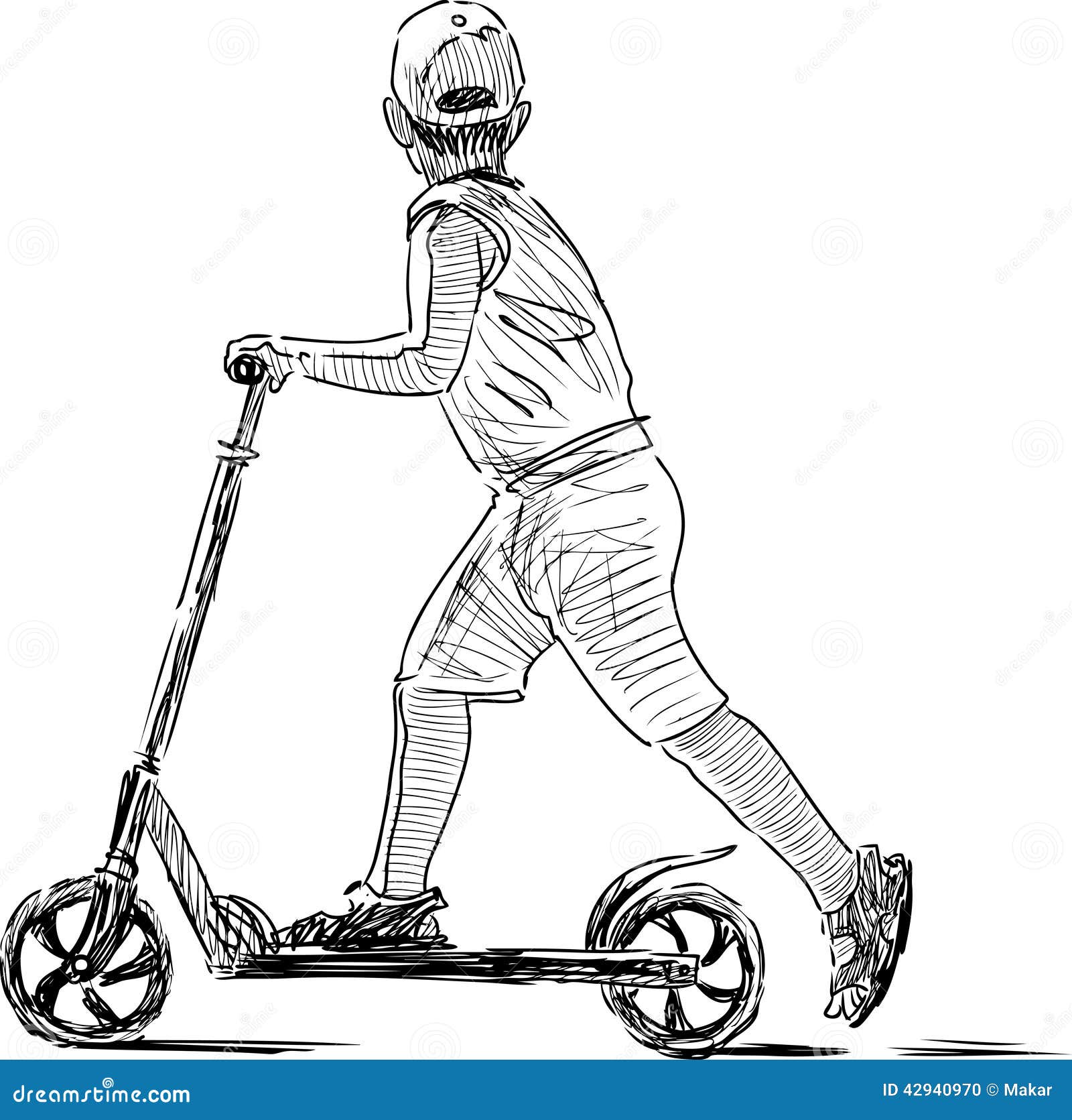 Sketch of boy on scooter stock vector. Illustration of riding - 42940970 Sketch of boy on scooter stock vector. Illustration of riding - 42940970