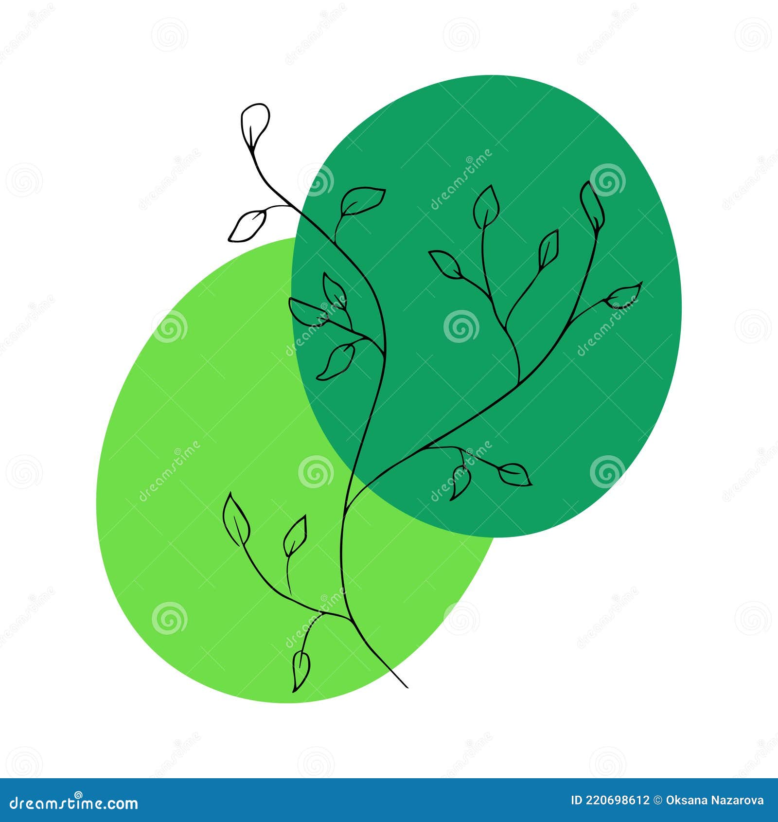 Sketch of Branches and Abstract Geometric Shapes Stock Vector ...