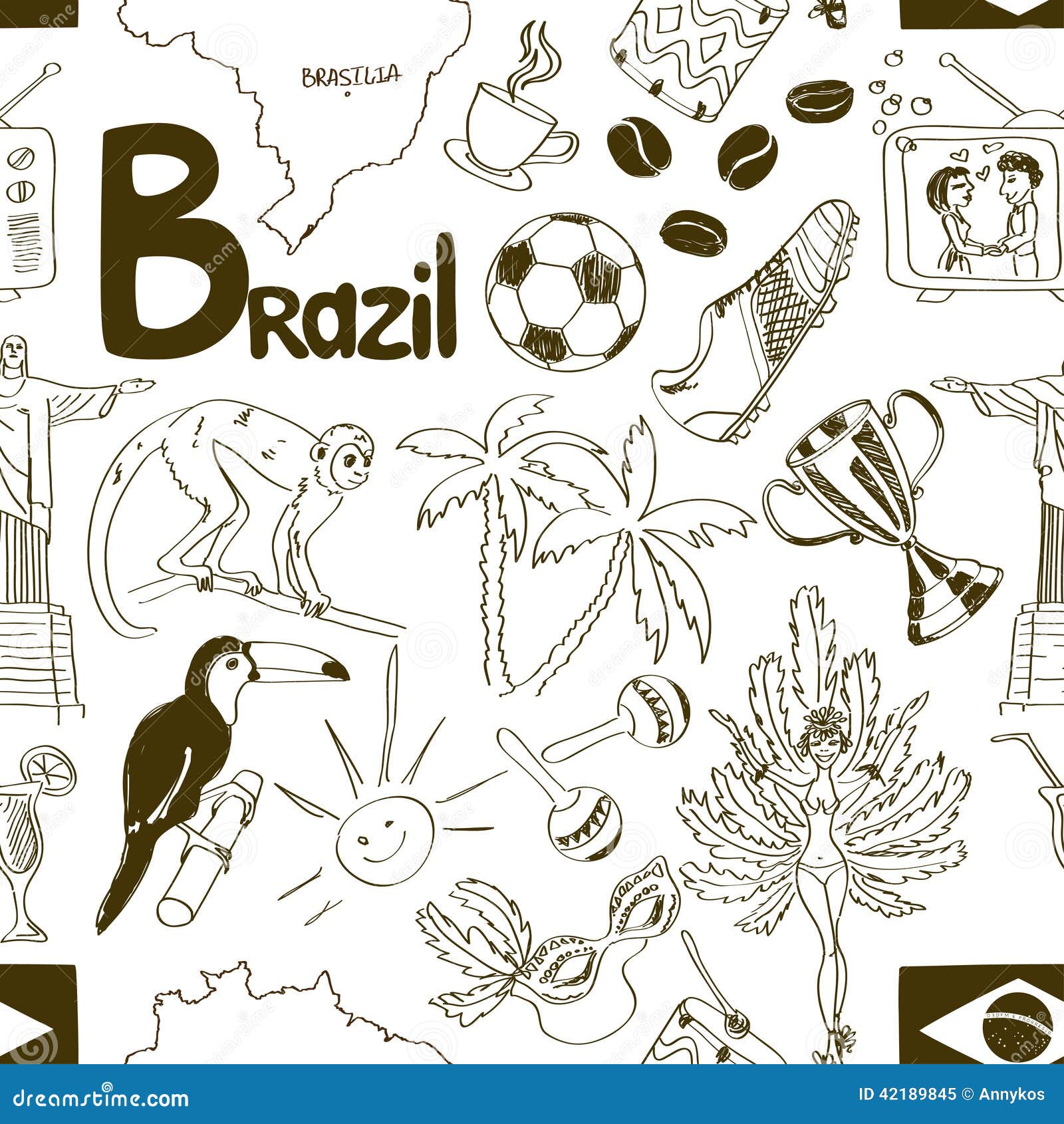 Sketch Brazil Seamless Pattern Stock Vector - Image: 42189845