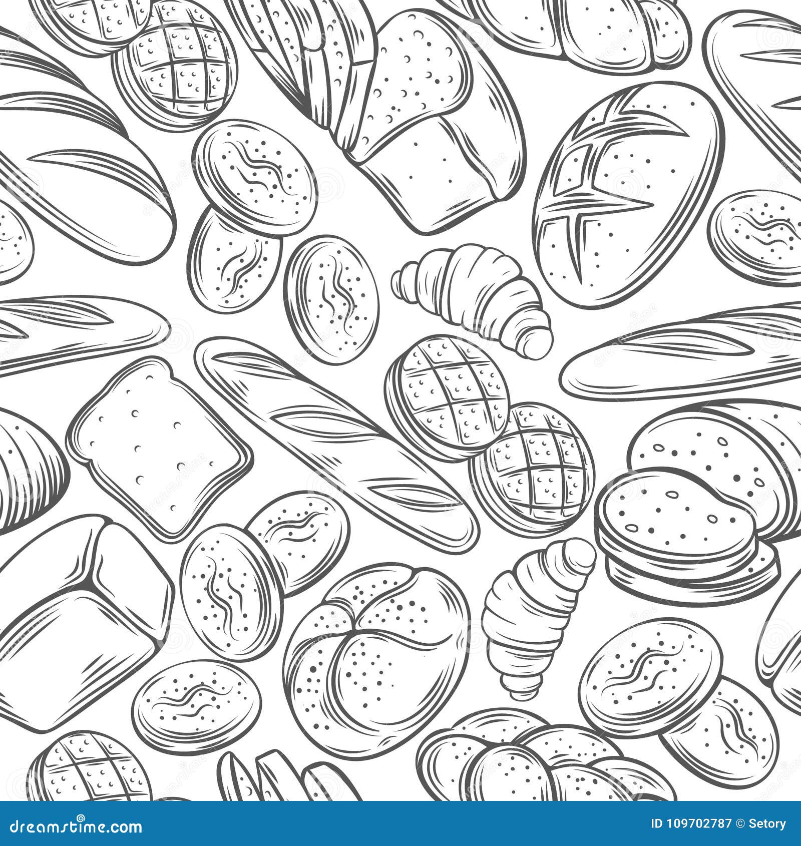 Sketch Bread Seamless Pattern Stock Vector - Illustration of retro ... Sketch Bread Seamless Pattern Stock Vector - Illustration of retro ...