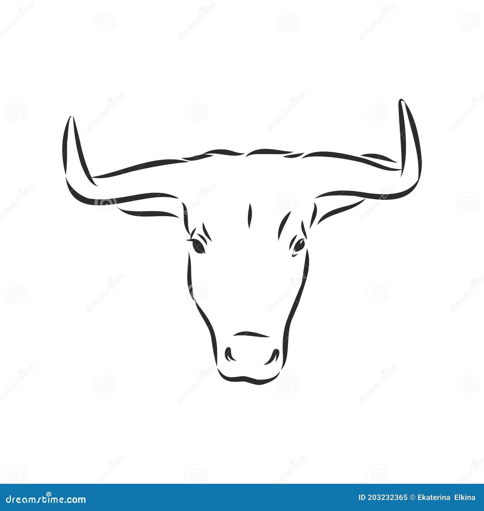 Sketch Bull. Vector Hand Drawn Illustration. Side View. Bull Vector ...