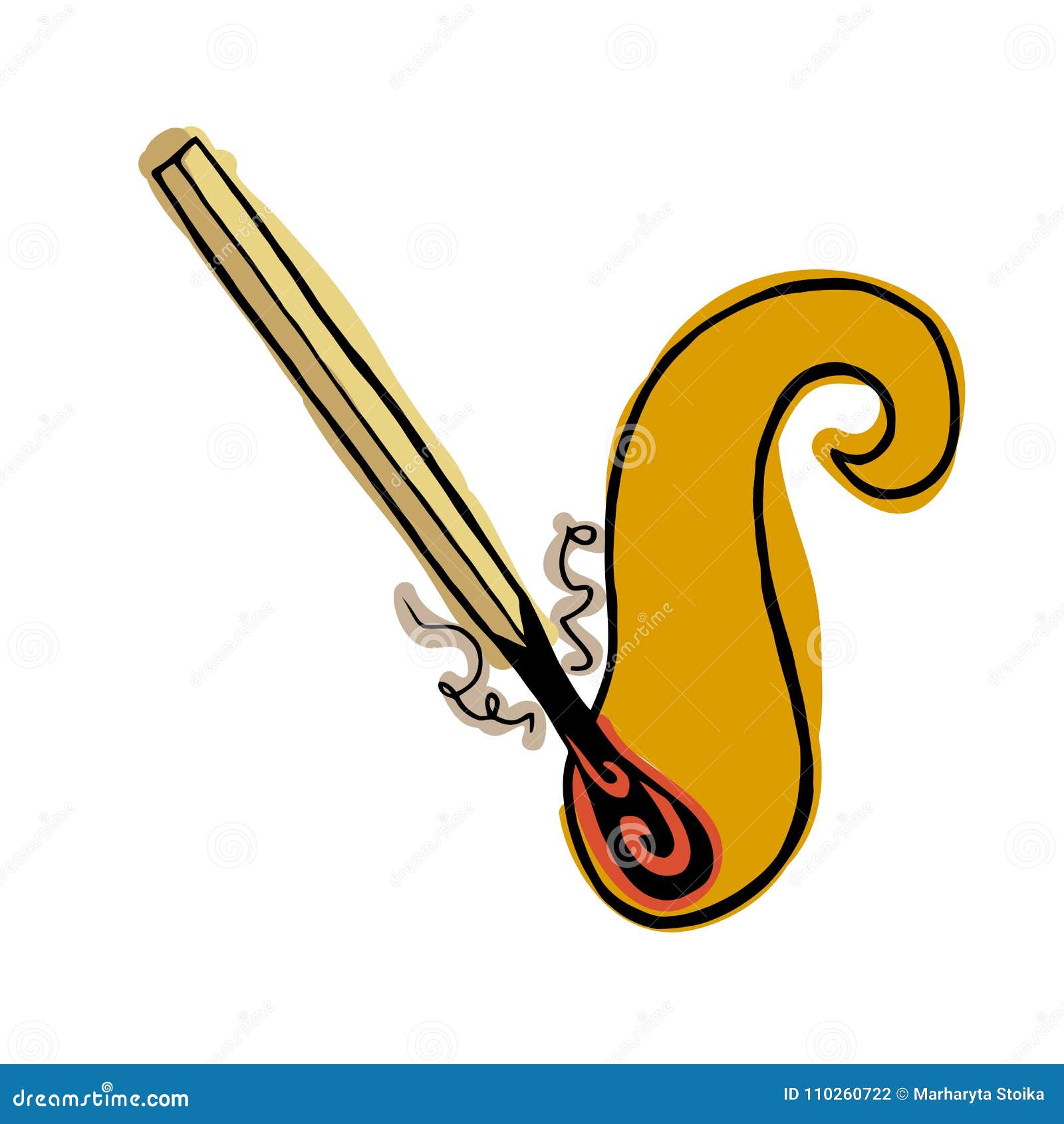 A Sketch of a Burning Match. Stock Vector - Illustration of idea ...