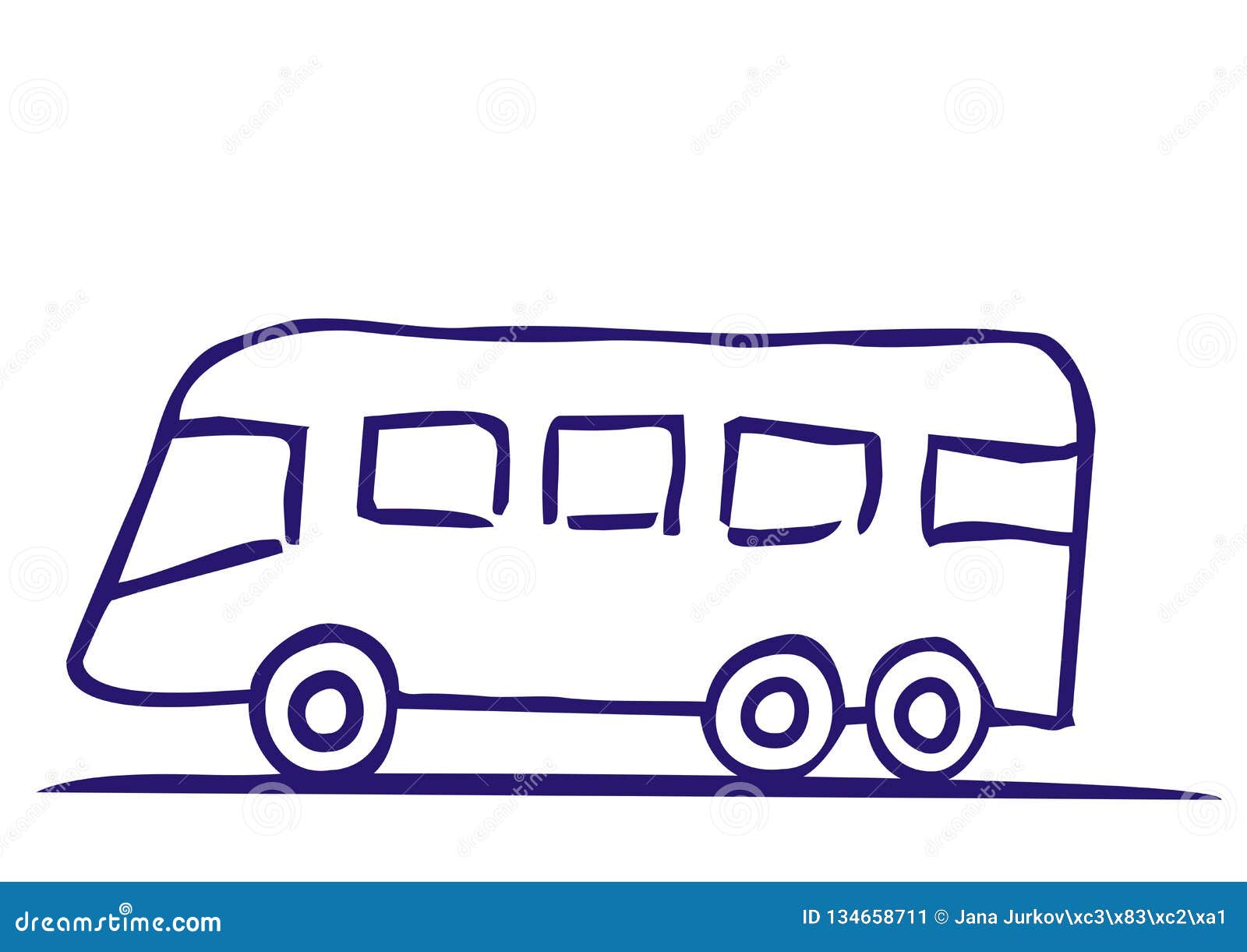 Sketch of Bus, Vector Icon, Blue Contour Stock Vector - Illustration of ...