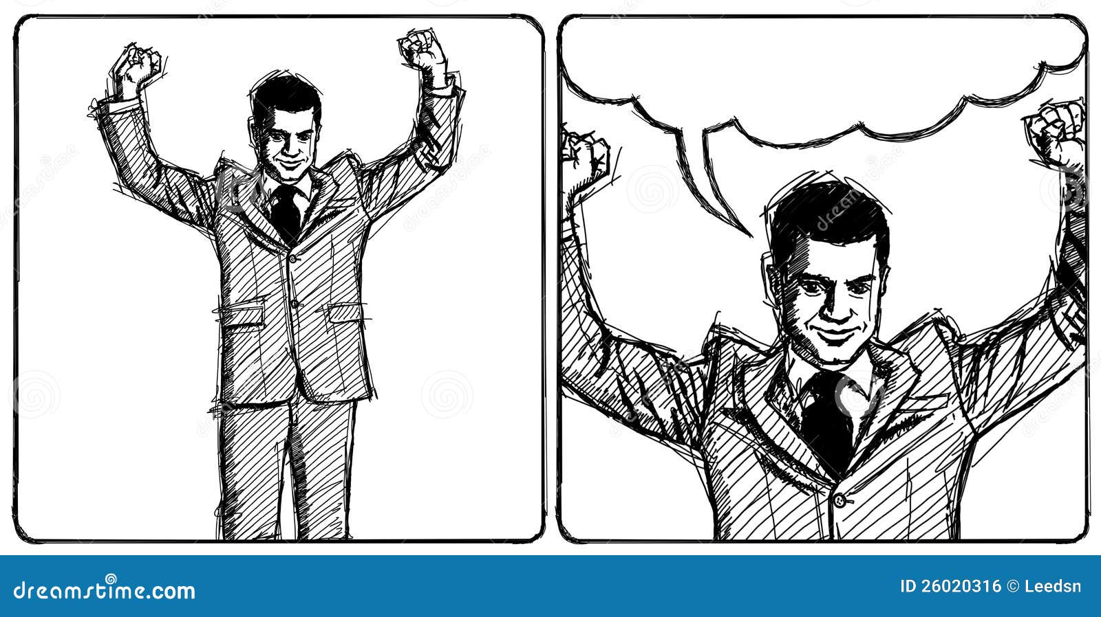 Sketch Businessman with Hands Up Stock Illustration - Illustration of ...