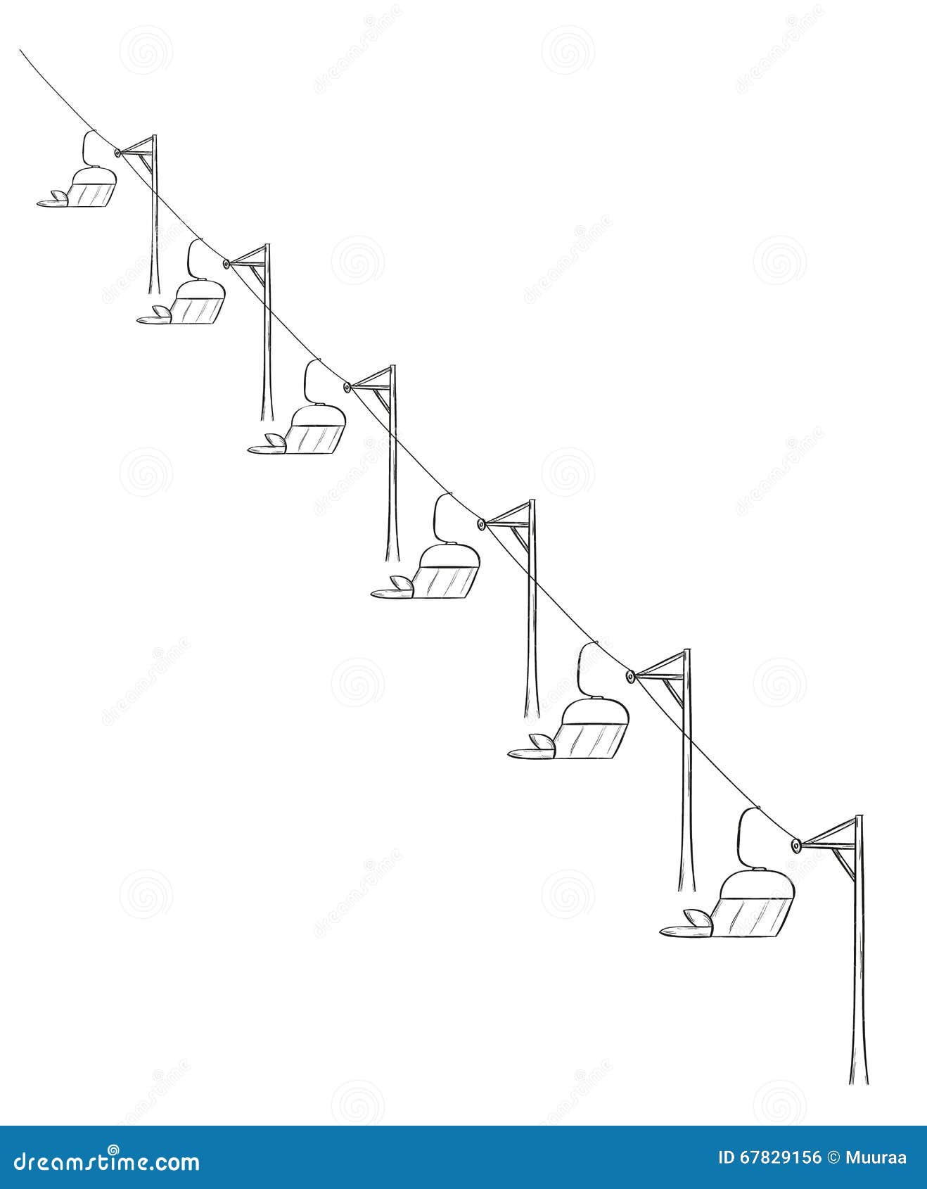 Sketch of the cableway stock illustration. Illustration of transport ...