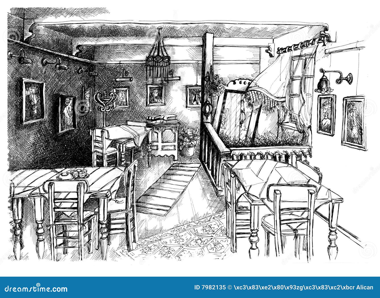 Cafe Design Drawing