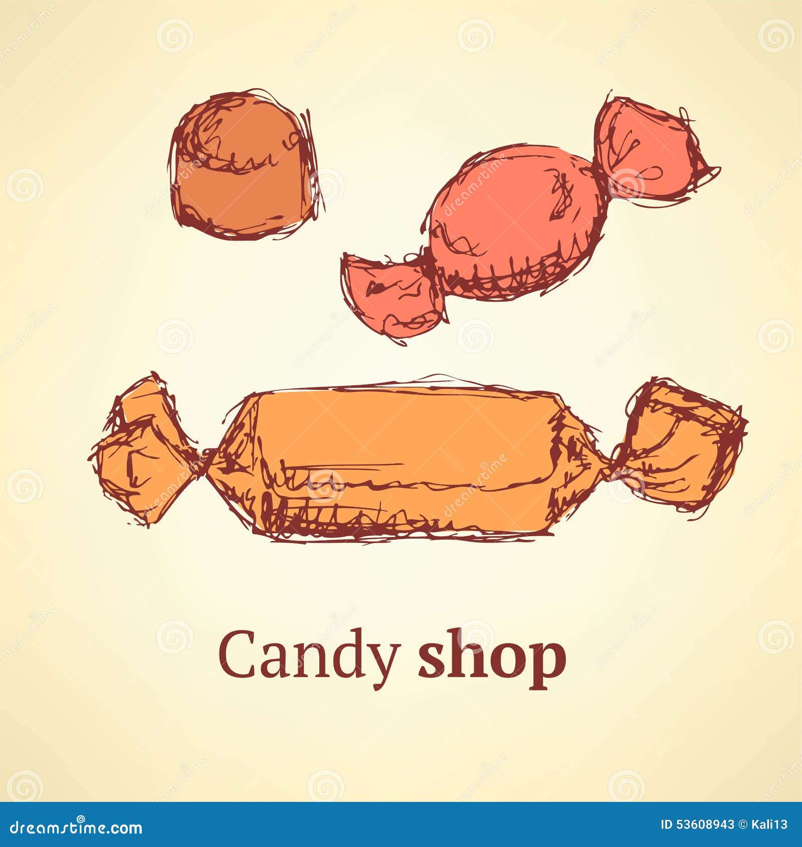 Sketch Candies Set in Vintage Style Stock Illustration - Illustration ...