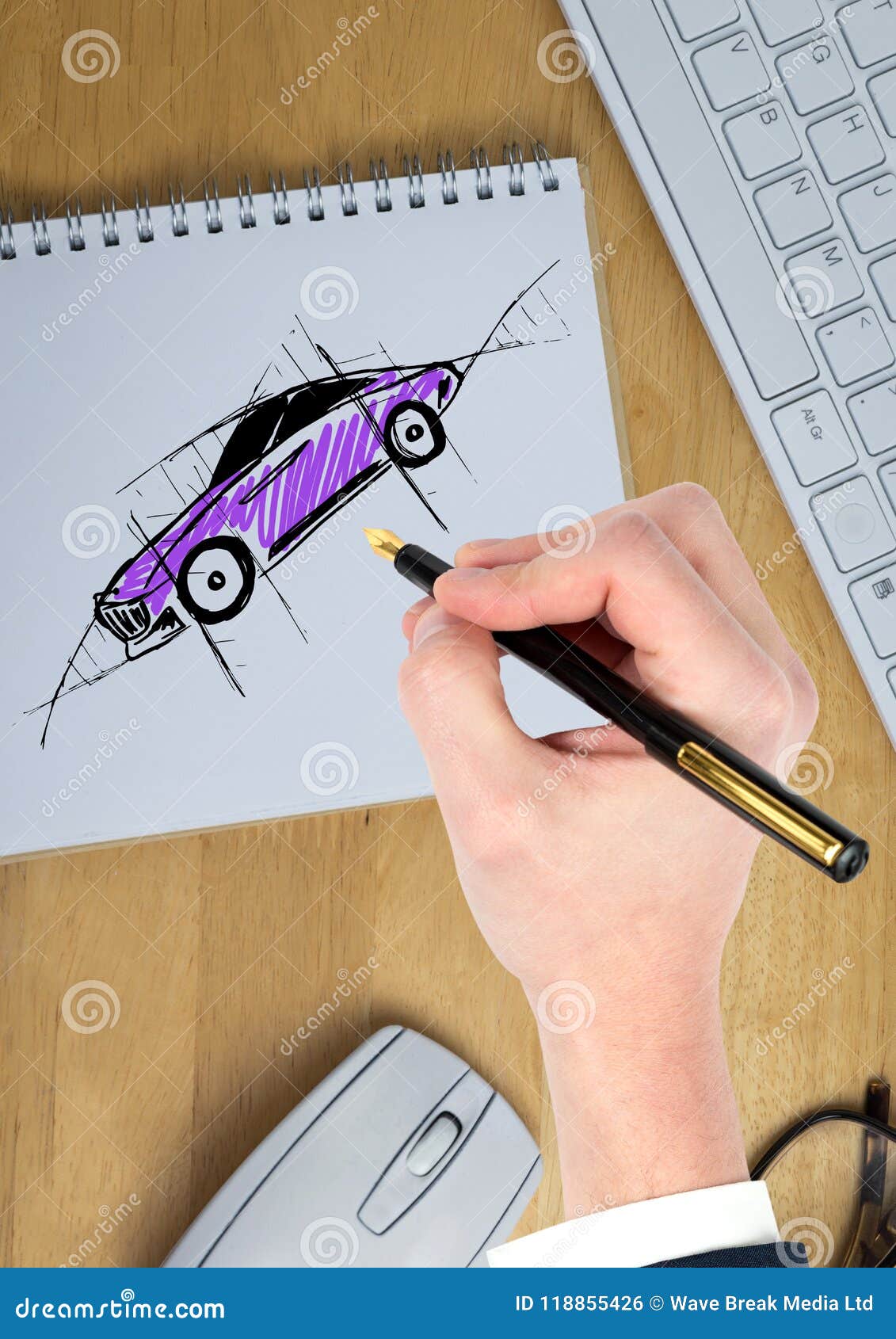 Sketch of Car and Hand Drawing Stock Photo - Image of transport, people ...