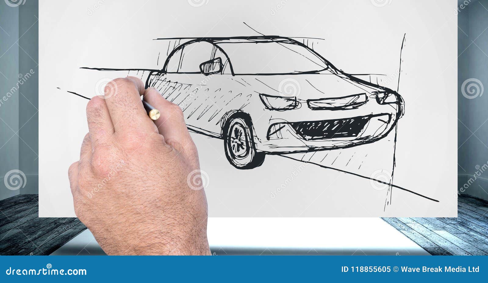 Sketch of Car and Hand Drawing Stock Image - Image of engine, transport ...