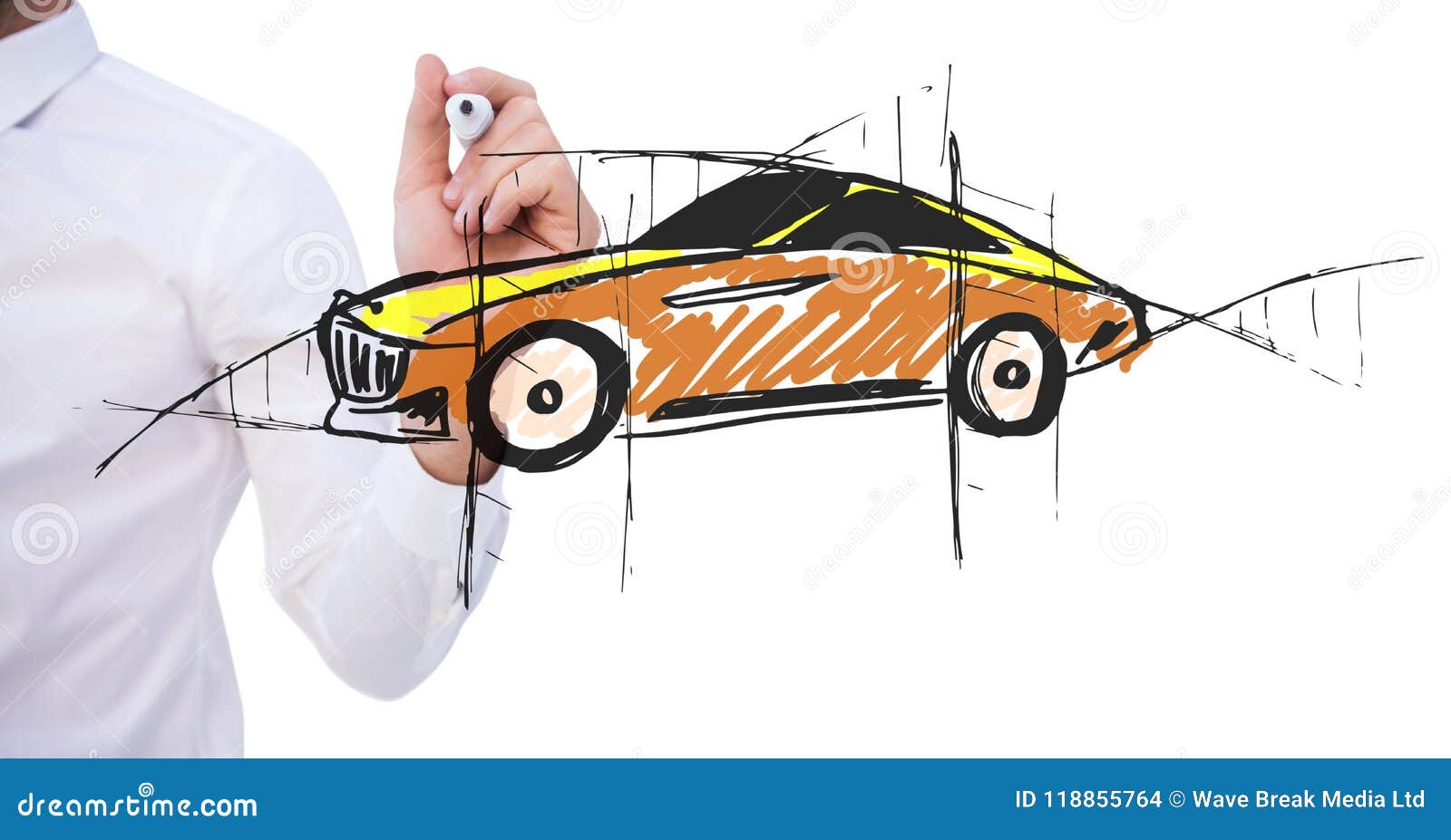 Sketch of Car and Hand Drawing Stock Photo - Image of project ...