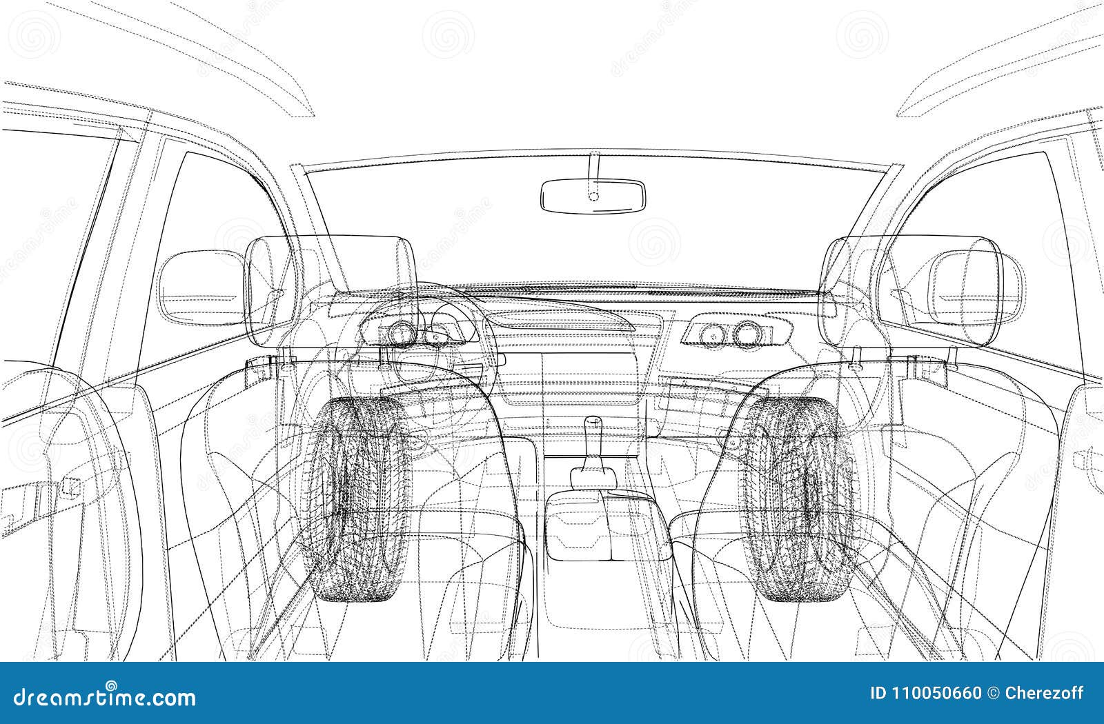 Sketch of Car Interior. Vector Rendering of 3d Stock Vector ...