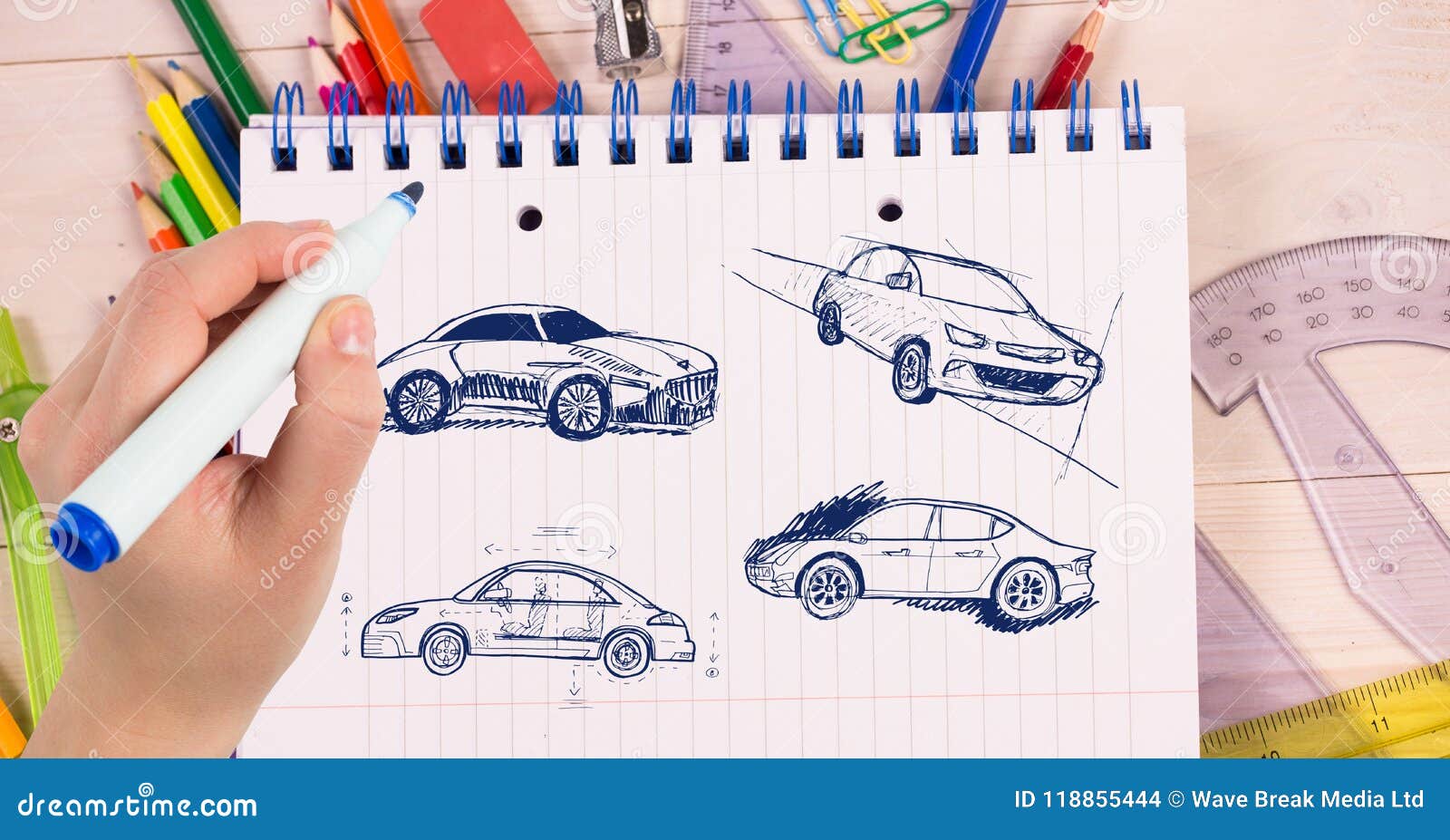 Sketch of Cars and Hand Drawing Stock Photo - Image of designing ...
