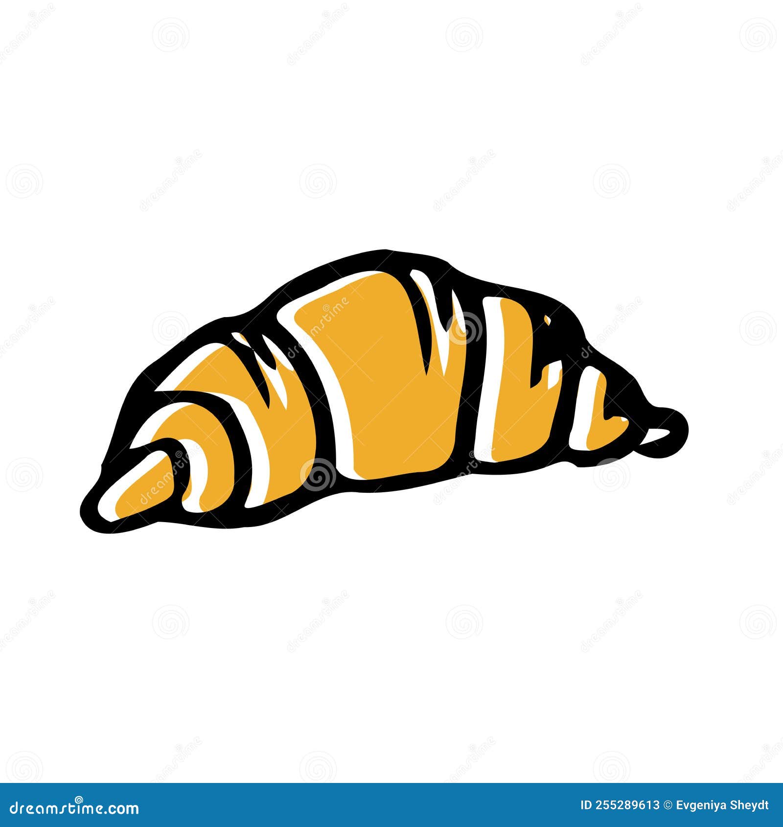 Cartoon Croissant Drawing Vector Illustration | CartoonDealer.com ...