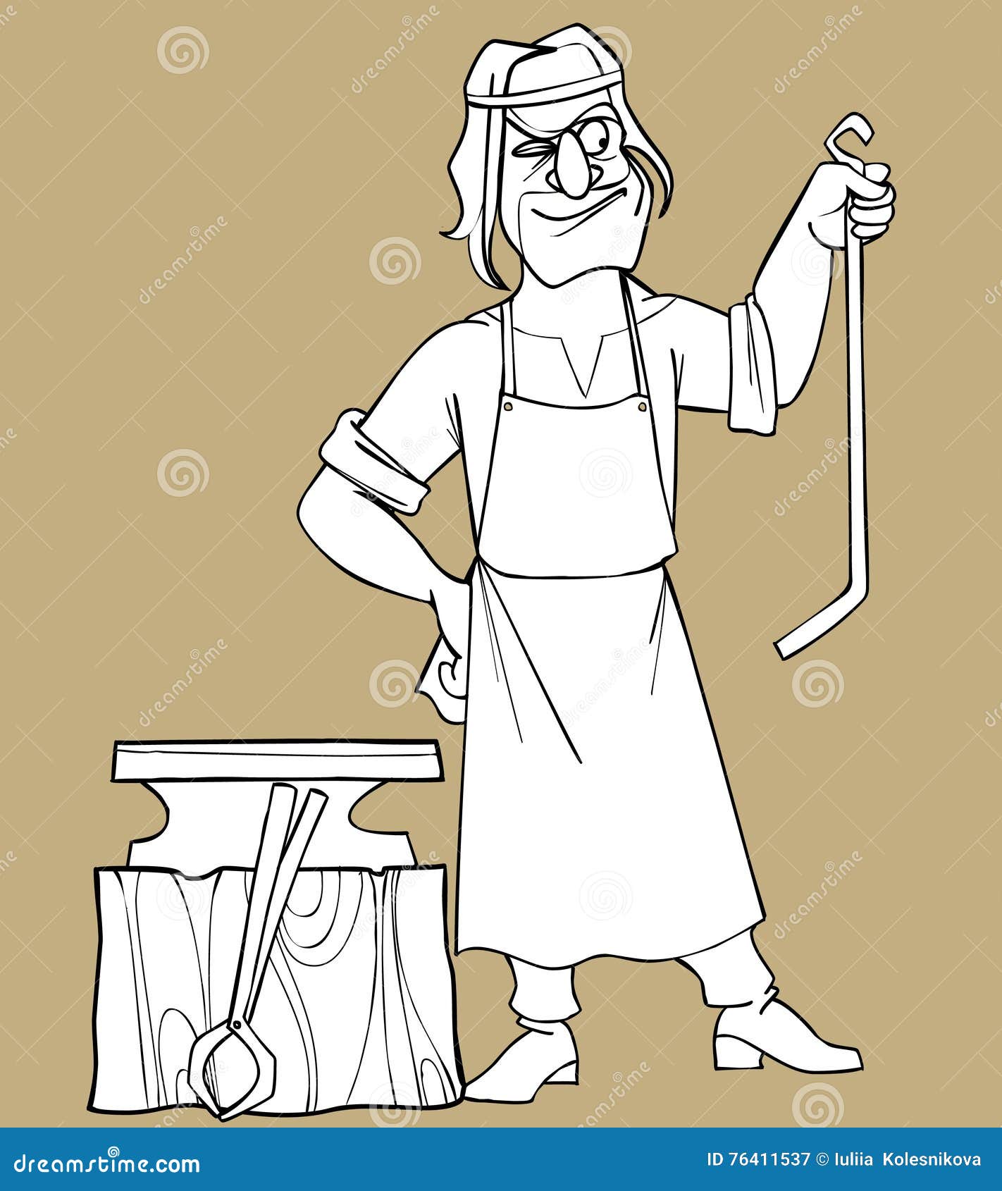Sketch Cartoon Fabulous Man Blacksmith Stock Vector - Illustration of ...