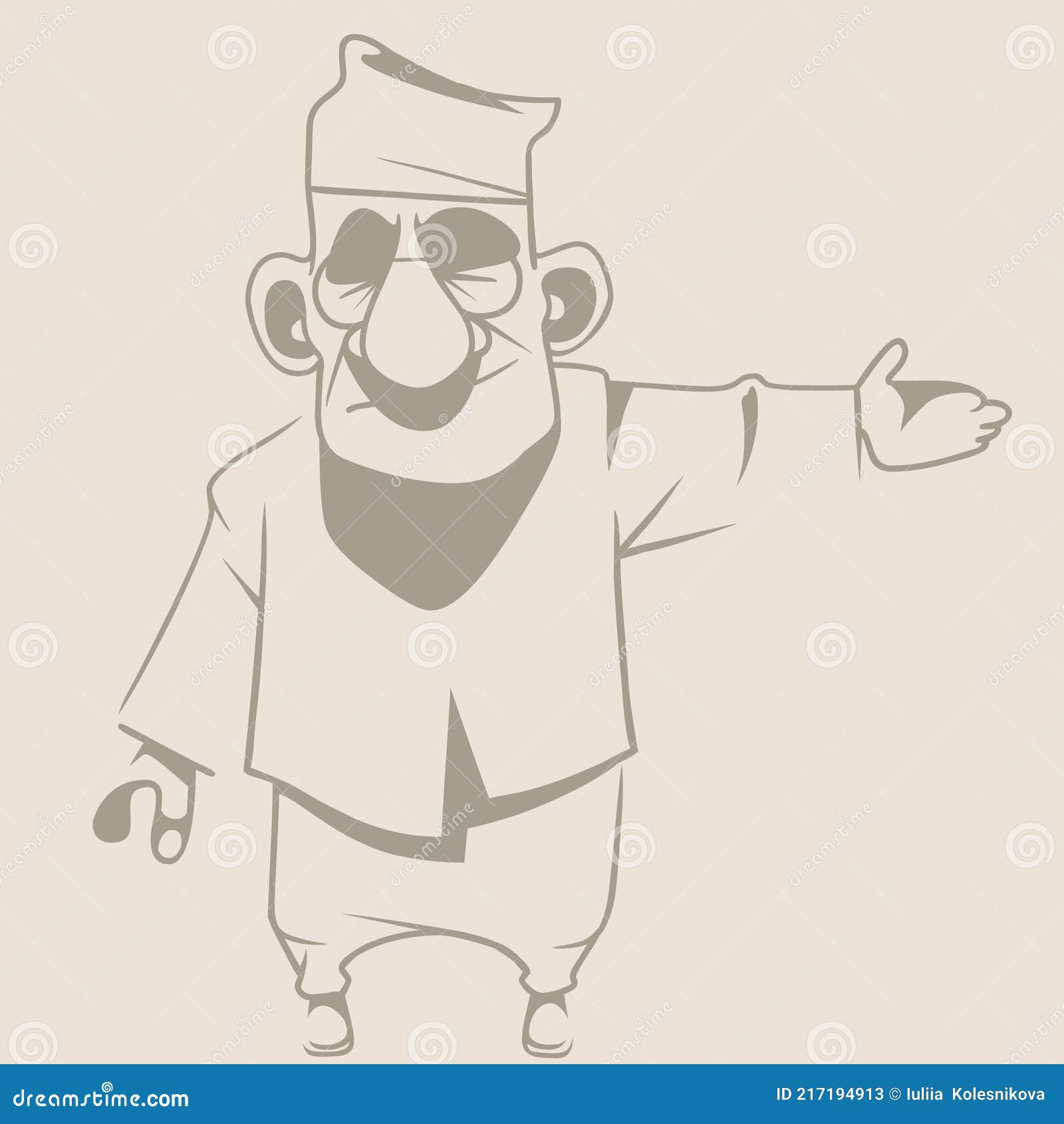 Sketch of a Cartoon Man in a Hat Pointing To the Side Stock Vector ...