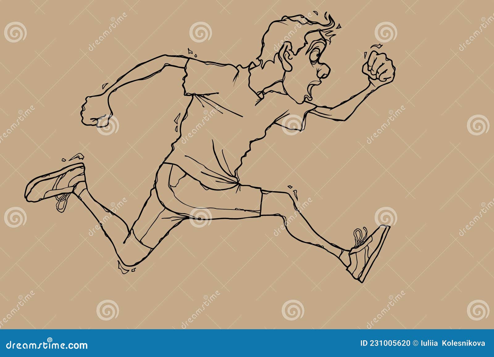 Sketch of Cartoon Man Running at High Speed Stock Vector - Illustration ...