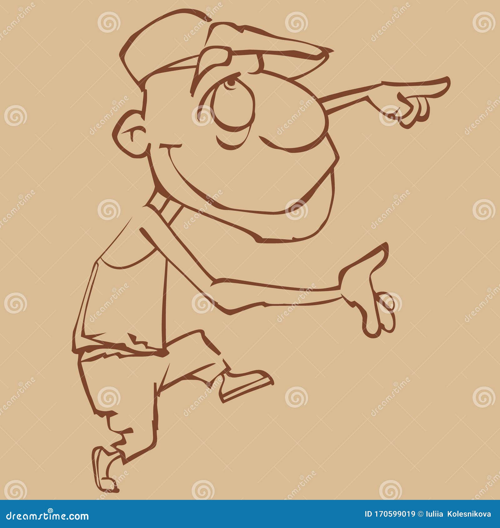 Sketch of a Cartoon Walking Man Looking Up Stock Vector - Illustration ...