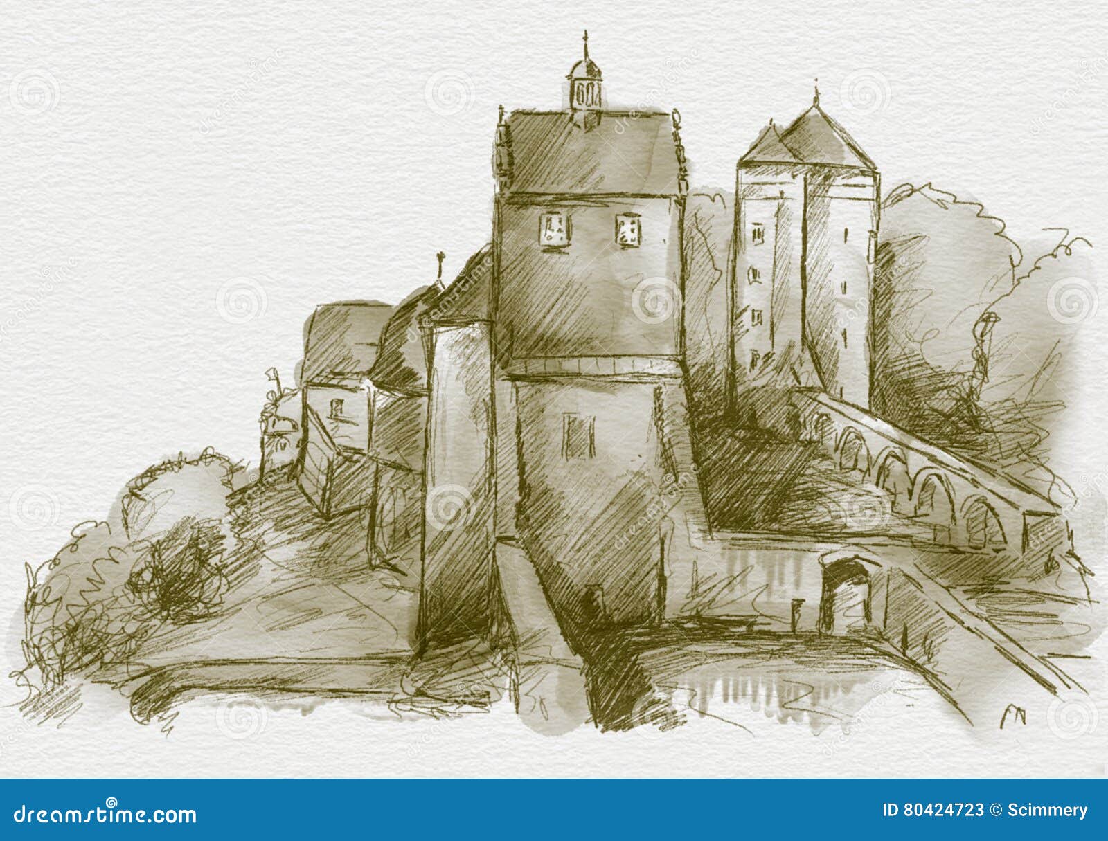Sketch of castle Stolpen stock illustration. Illustration of sachsen ...