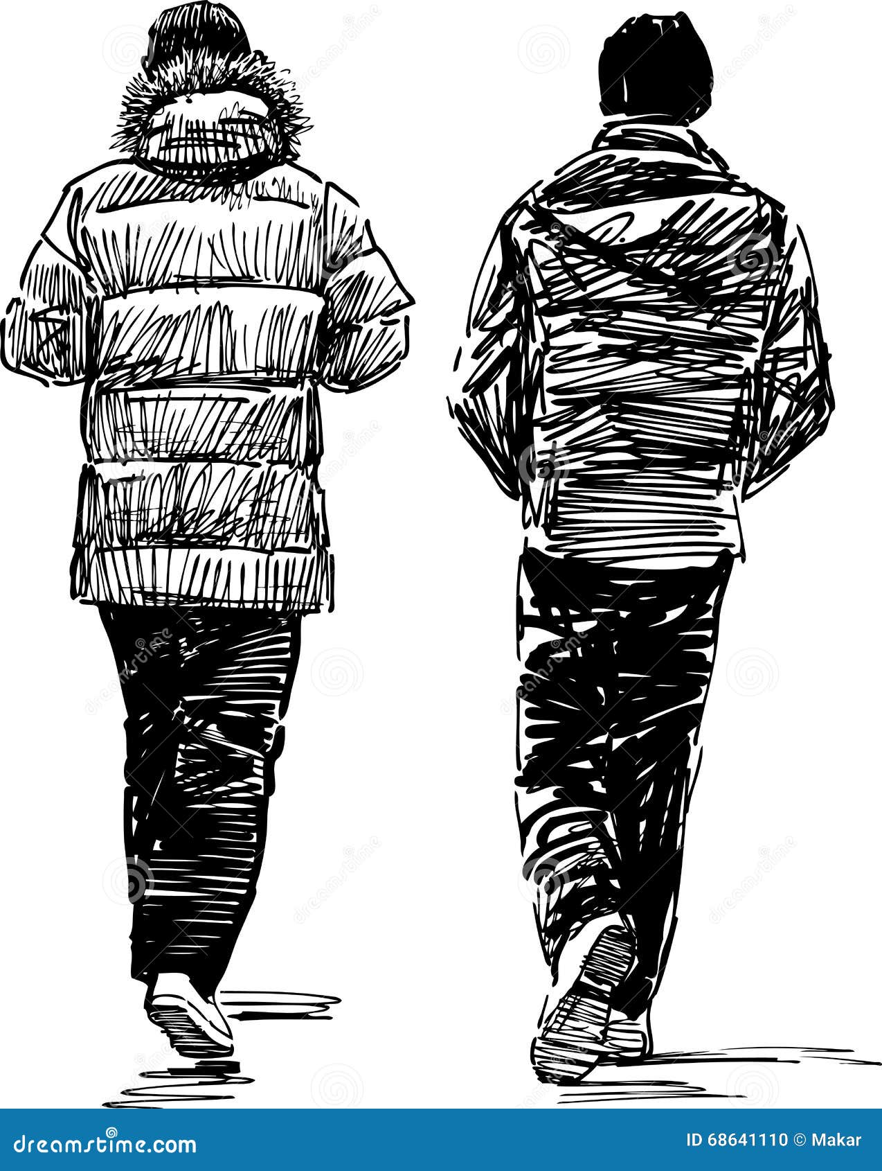Sketch of the Casual Pedestrians Stock Vector - Illustration of ...