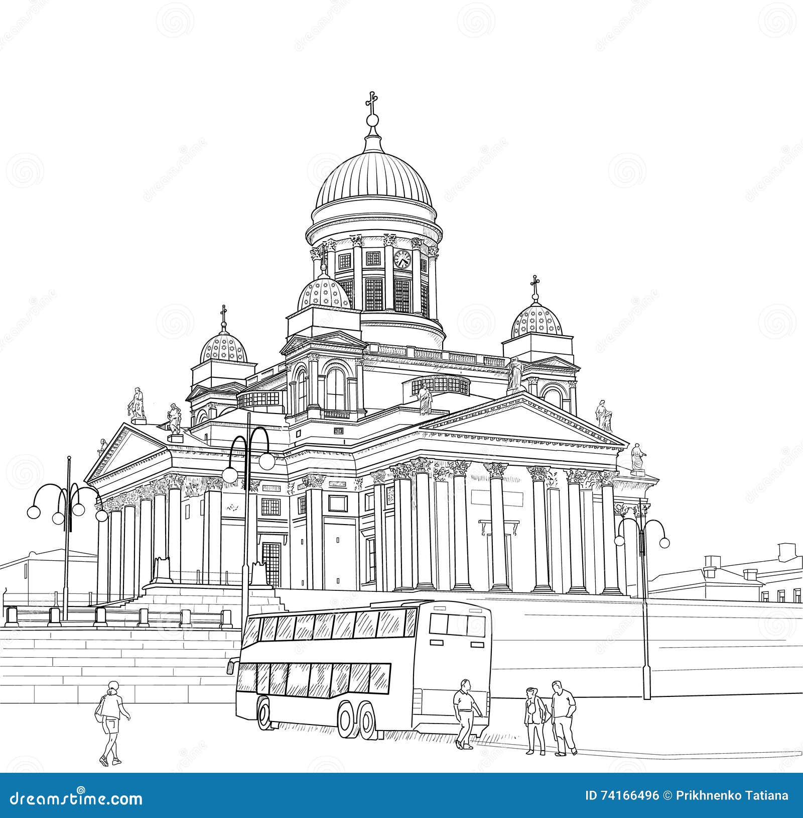 Sketch of the Cathedral in Helsinki Stock Vector - Illustration of ...