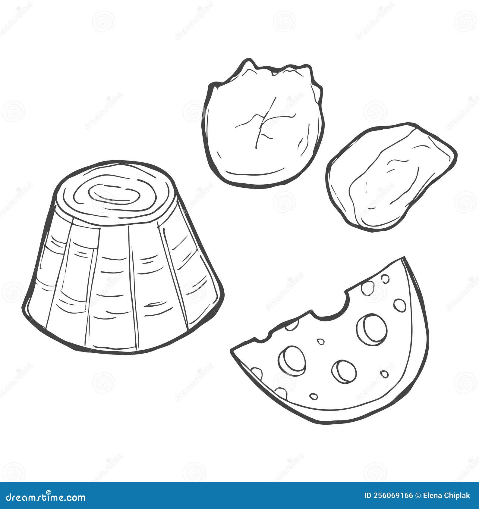 Sketch Cheese Collection. Vector Illustration of Different Kind of ...