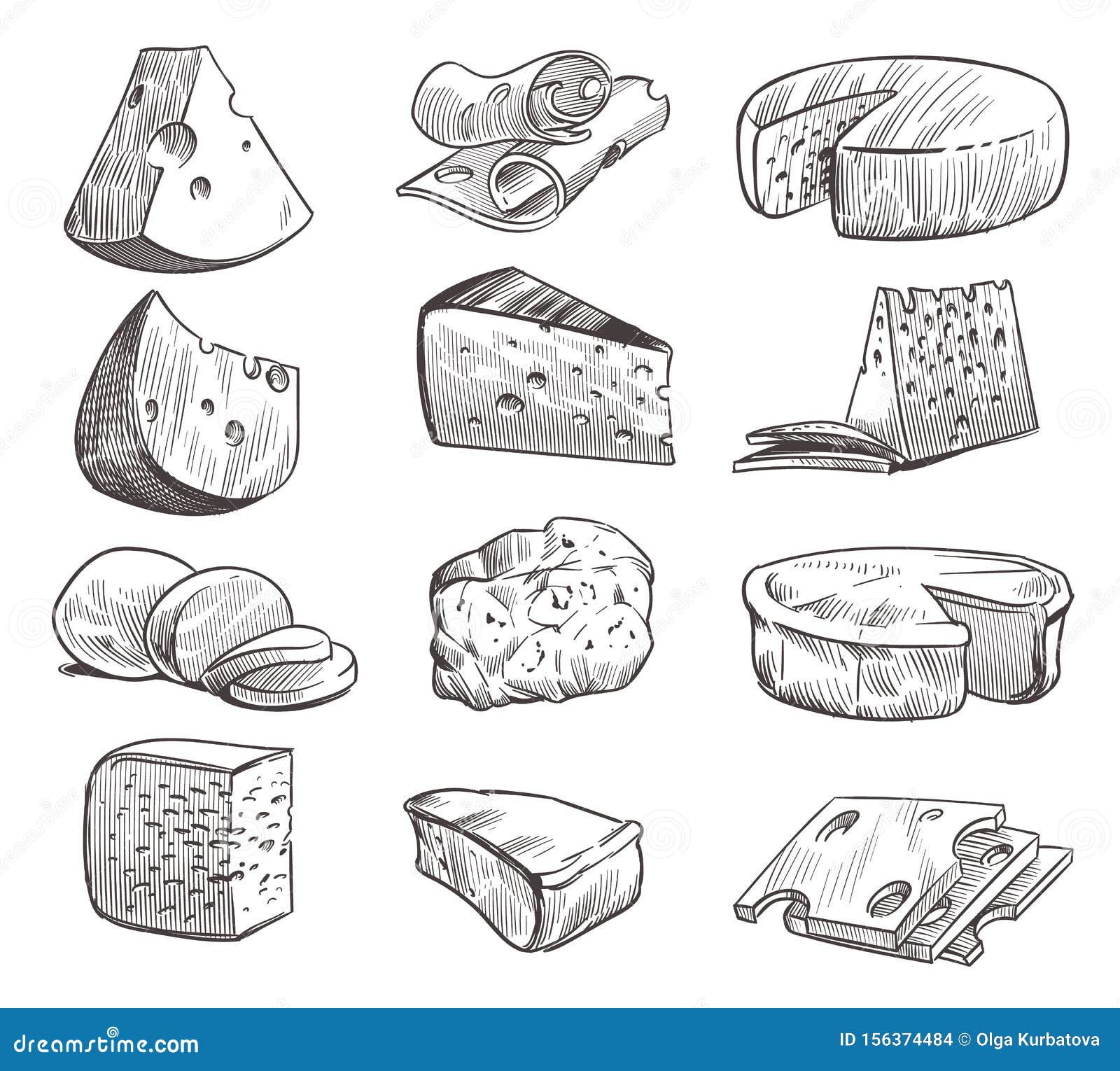 Sketch Cheese. Various Types of Cheeses. Fresh Cheddar, Feta and ... Sketch Cheese. Various Types of Cheeses. Fresh Cheddar, Feta and ...