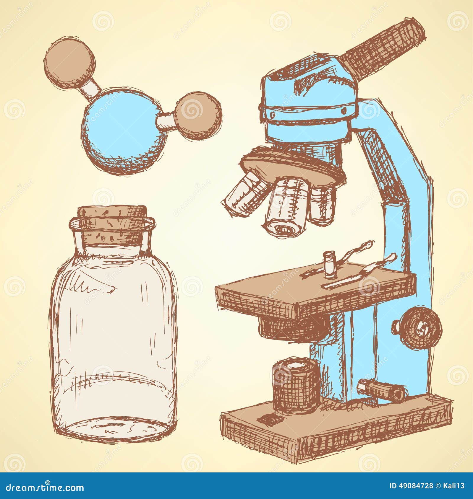 Sketch Chemical Set in Vintage Style Stock Vector - Illustration of ...