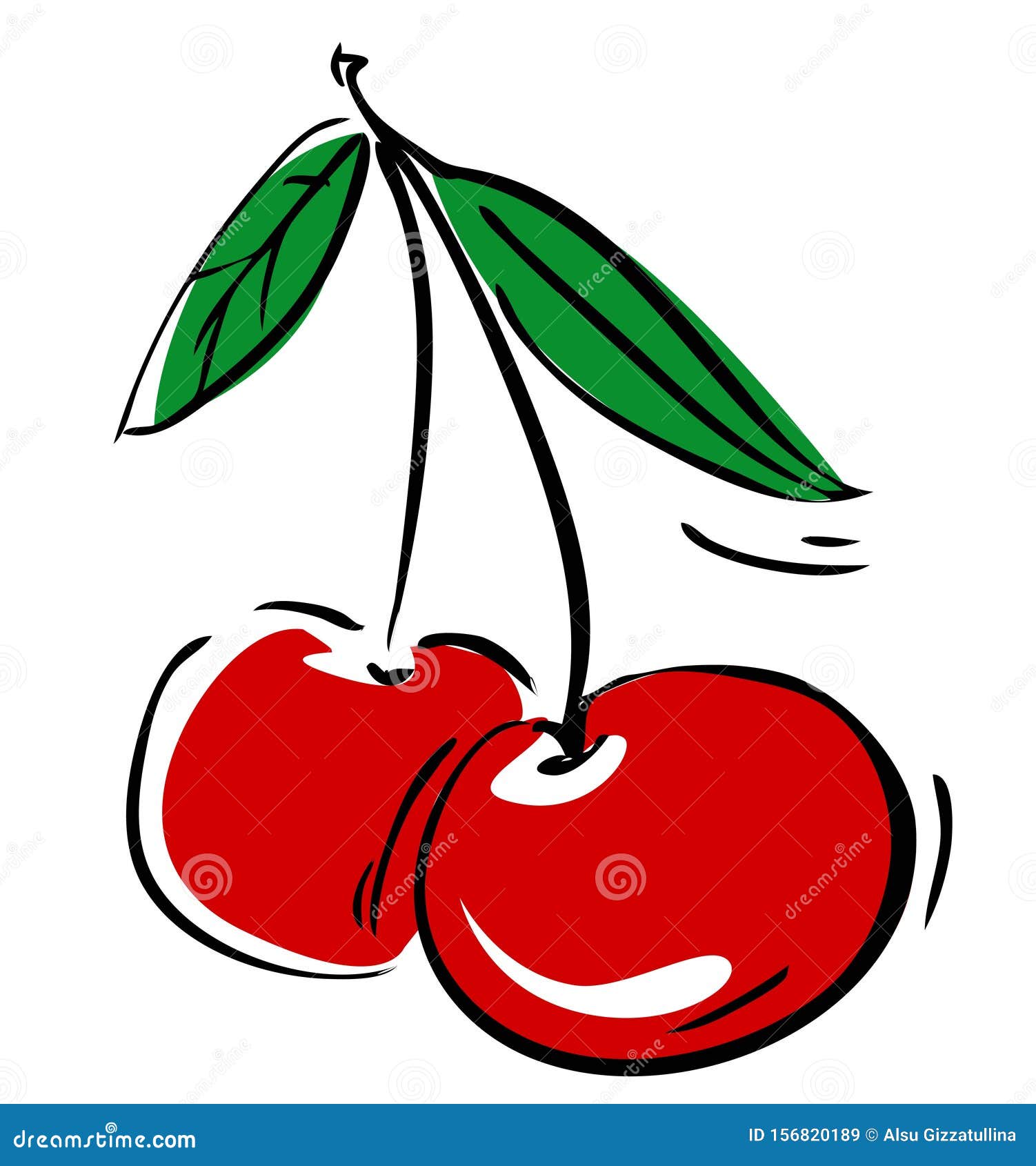 Sketch Cherry Isolated on a White Background. Hand Drawn Element for ...