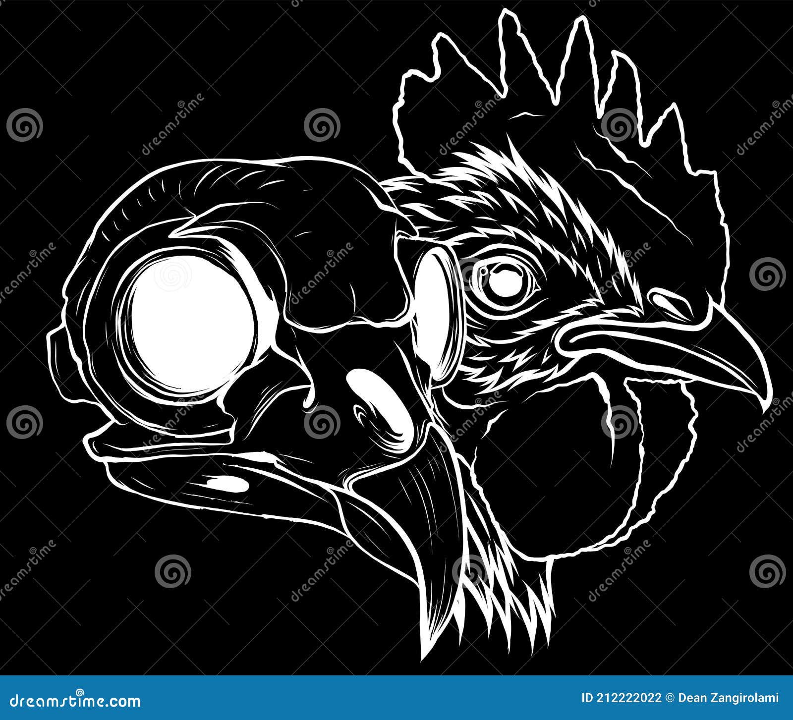 Silhouette Chicken Skull Vector And Artwork Illustration ...
