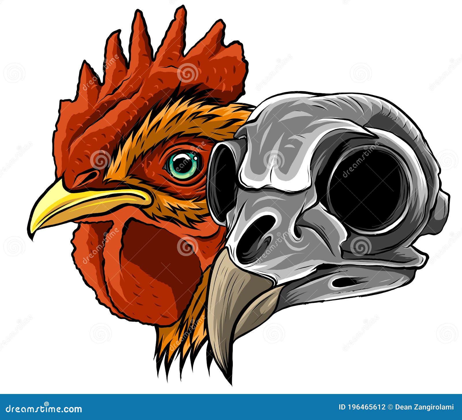 Sketch Chicken Skull Vector And Artwork Illustration | CartoonDealer ...