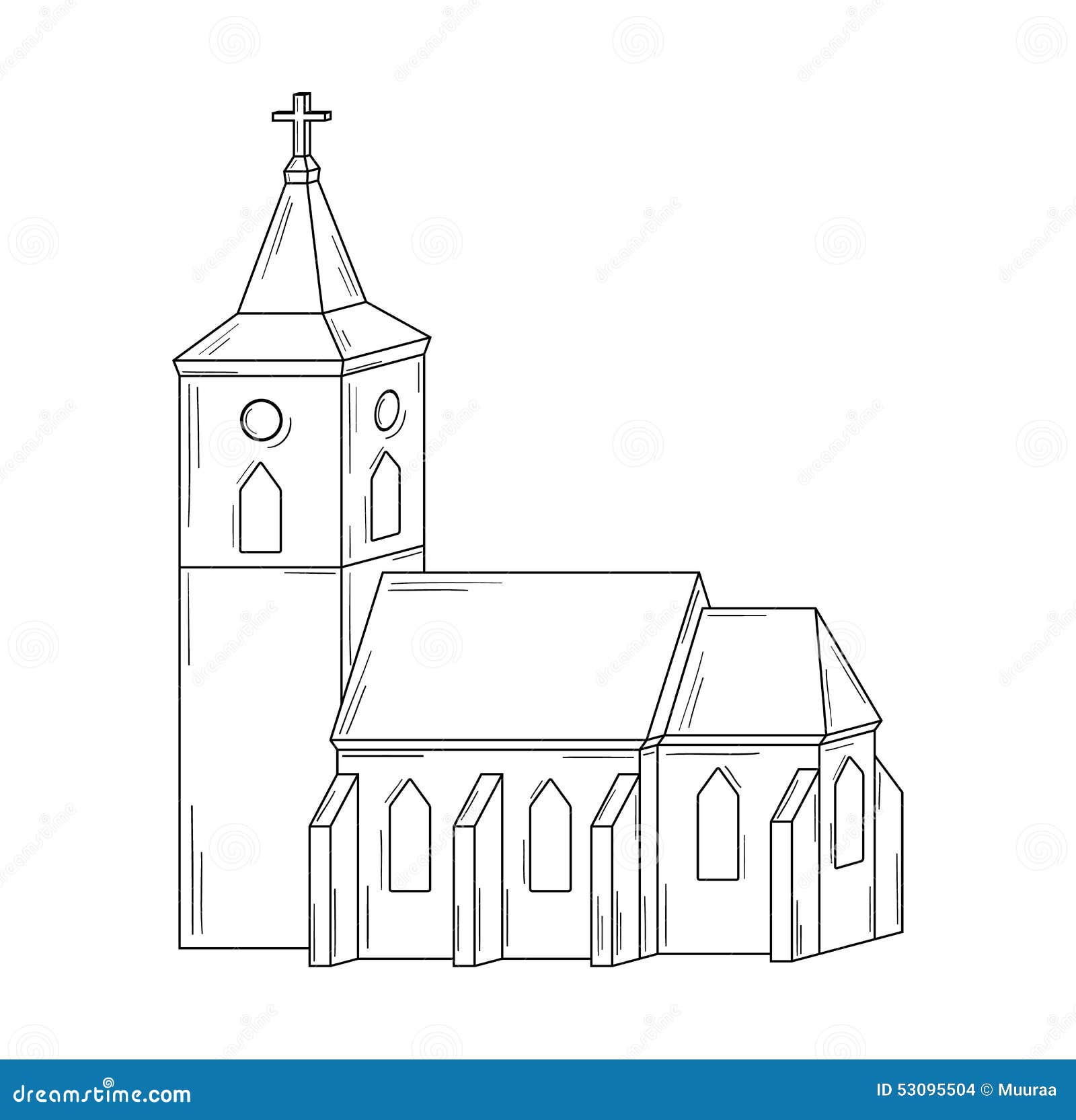 Sketch Of Church Line Drawing, Vector Illustration | CartoonDealer.com ...