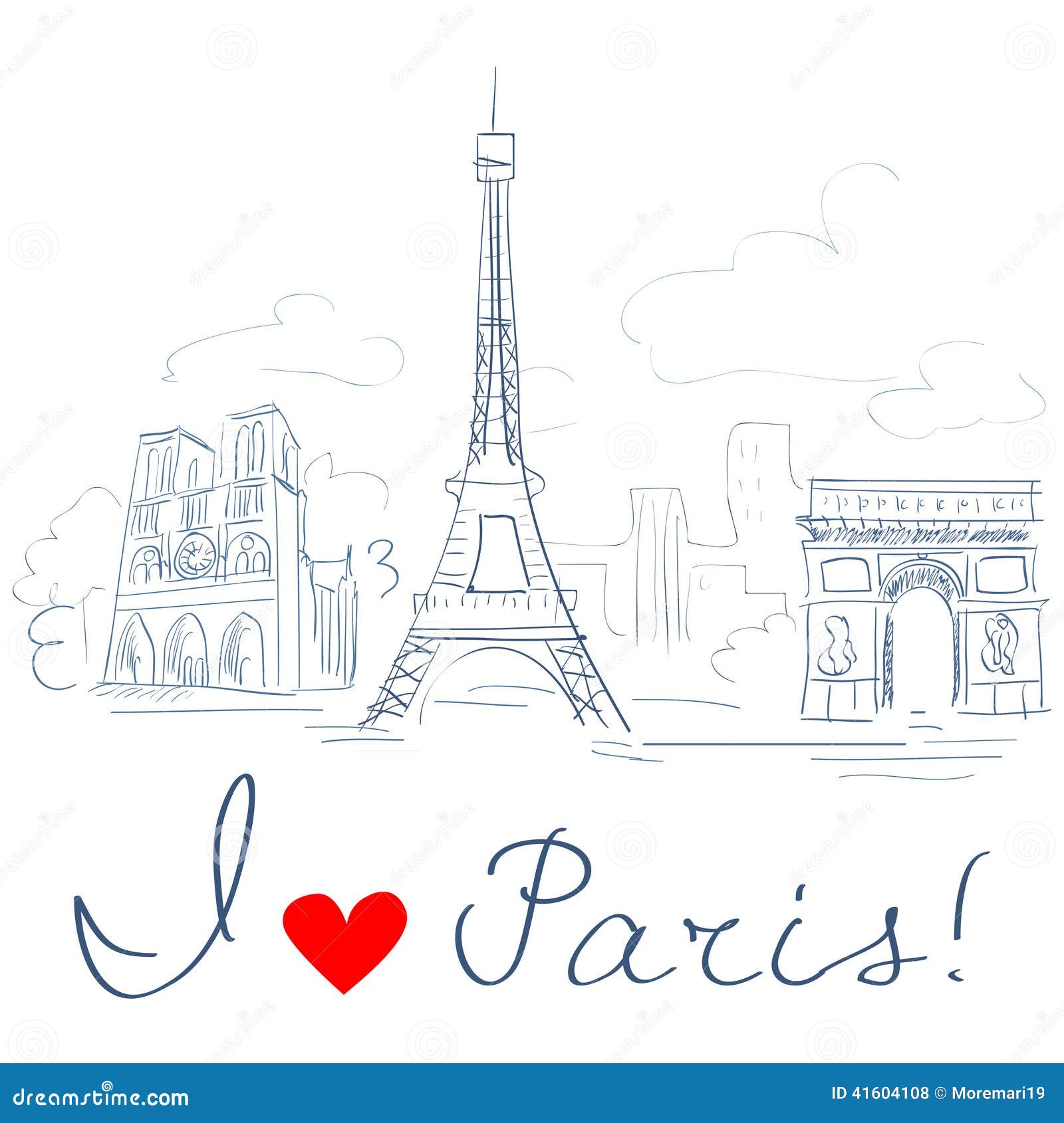 Sketch of the city, Paris stock vector. Illustration of vintage - 41604108