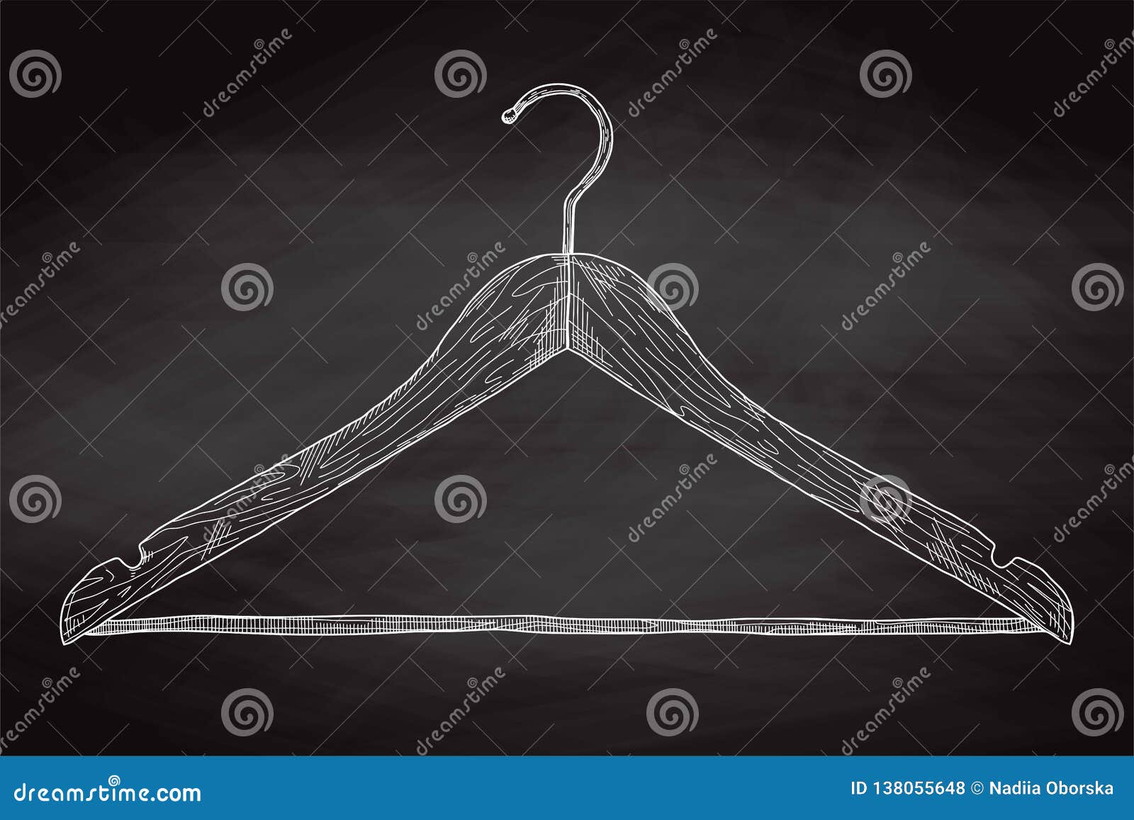 Sketch Clothes Hangers on Chalk Board. Stock Illustration ...