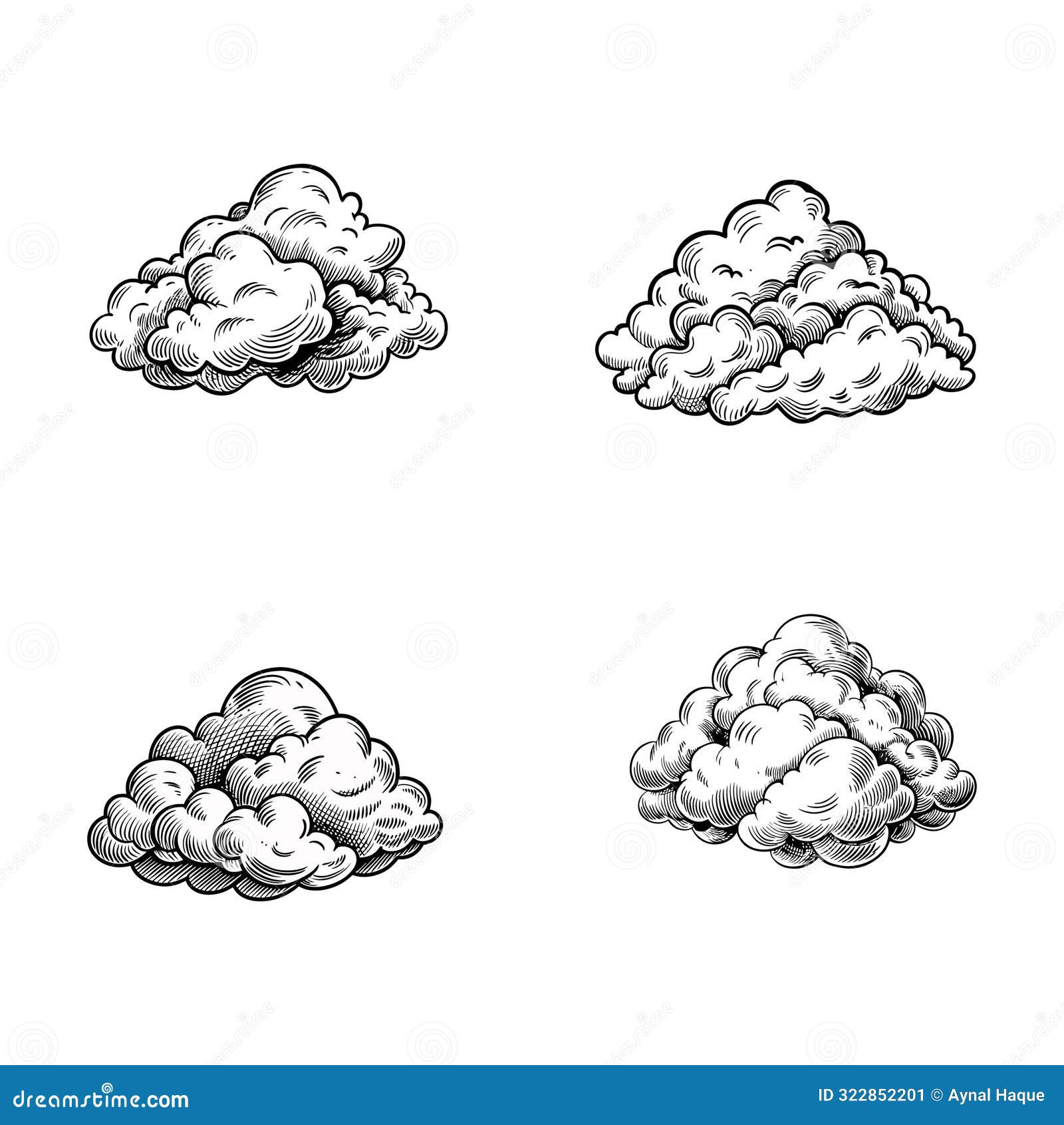 Sketch Clouds Hand Drawn Sky Cloud Scape Stock Vector - Illustration of ...