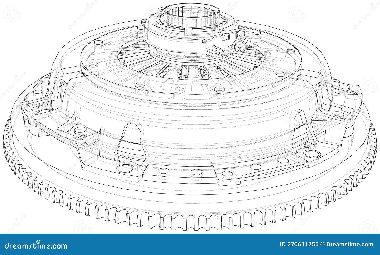 Sketch of Clutch Basket for the Car Stock Illustration - Illustration ...