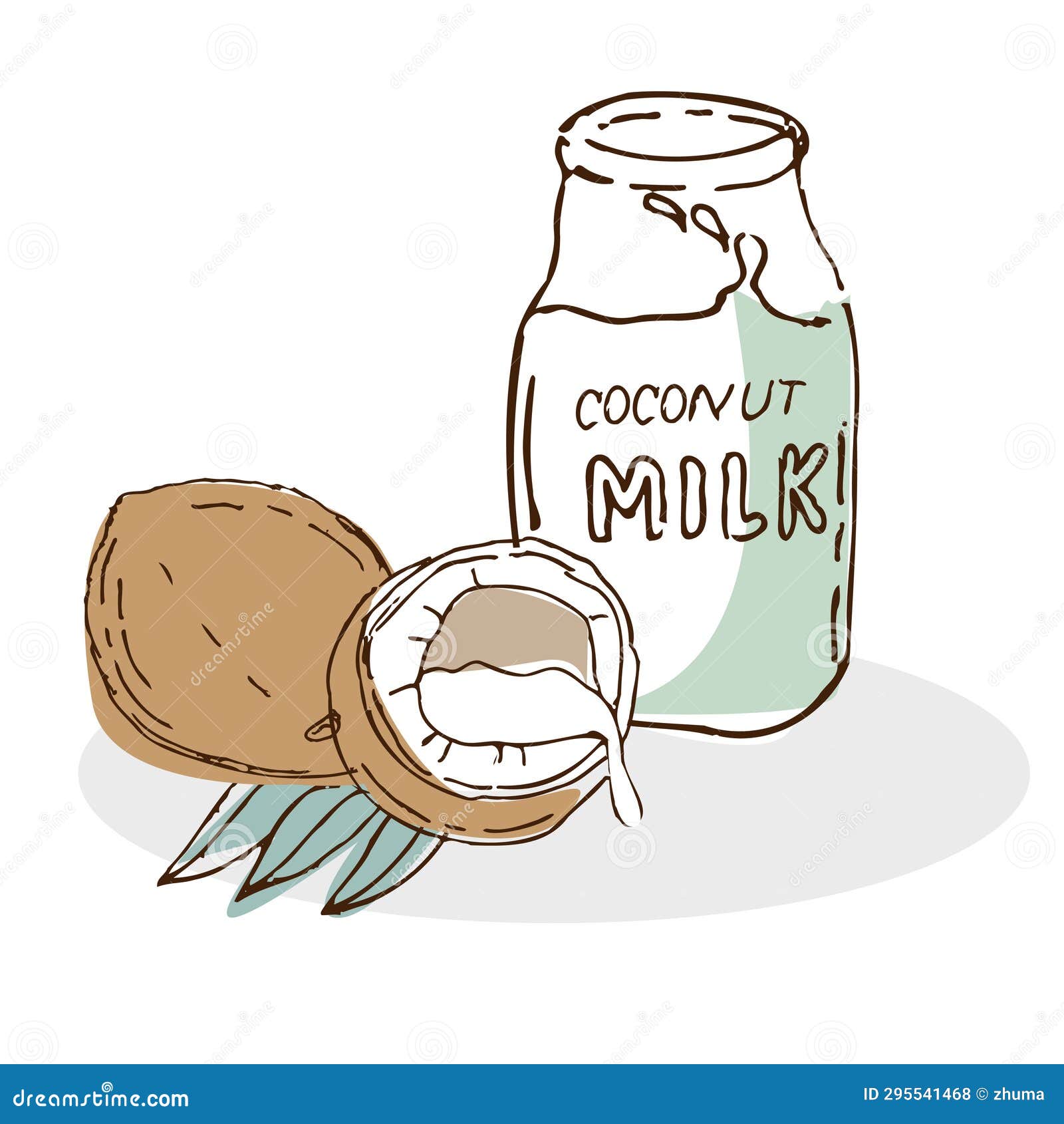Sketch Coconut Milk in Sketch Style Stock Vector - Illustration of ...