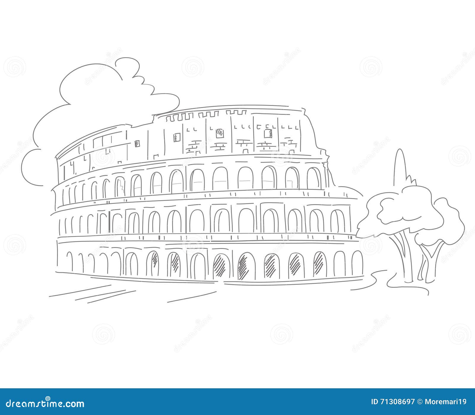 Sketch Of The Coliseum By Hand. Vector Illustration | CartoonDealer.com ...