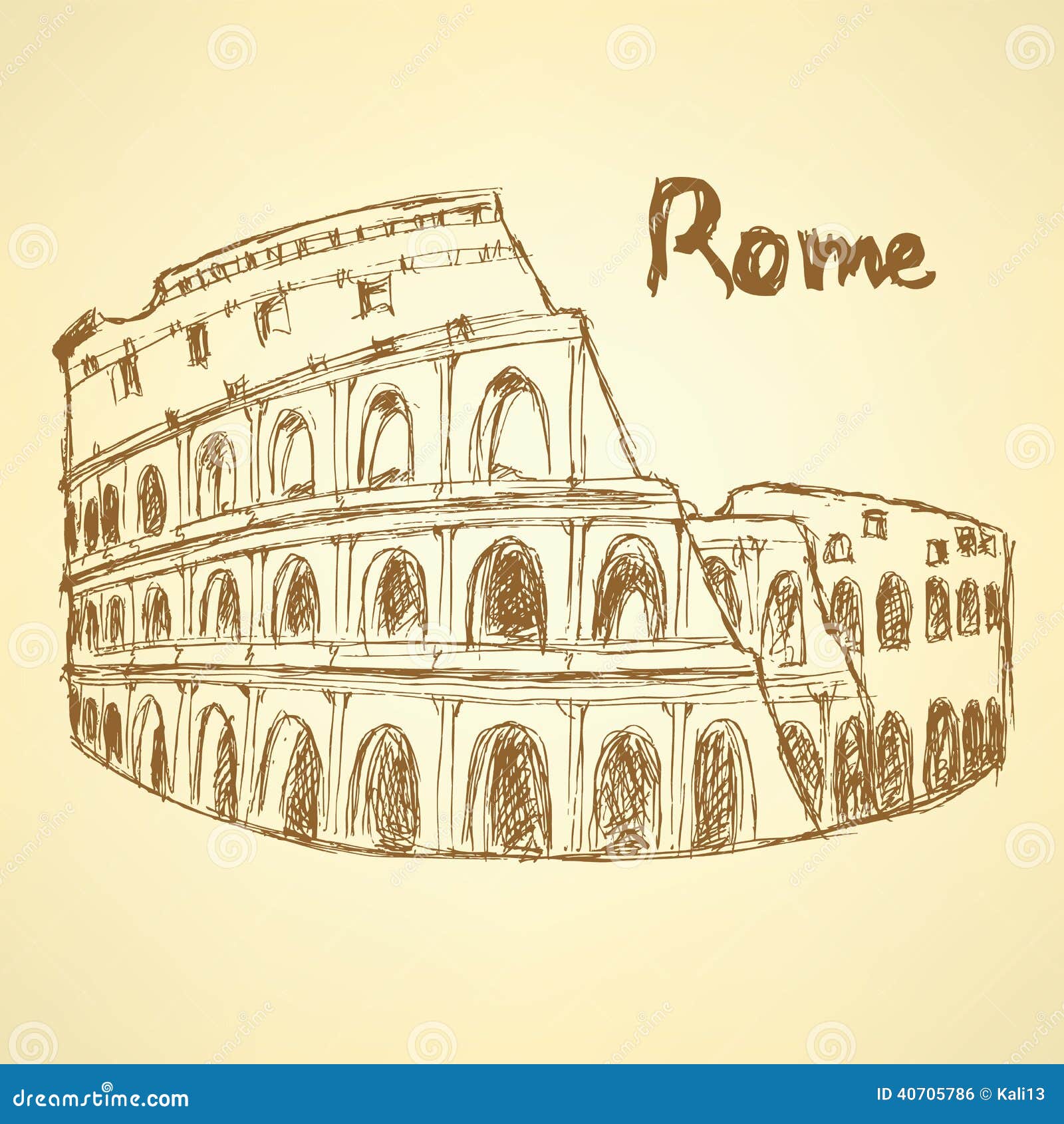 Sketch Coliseum, Vector Vintage Background Stock Vector - Illustration ...