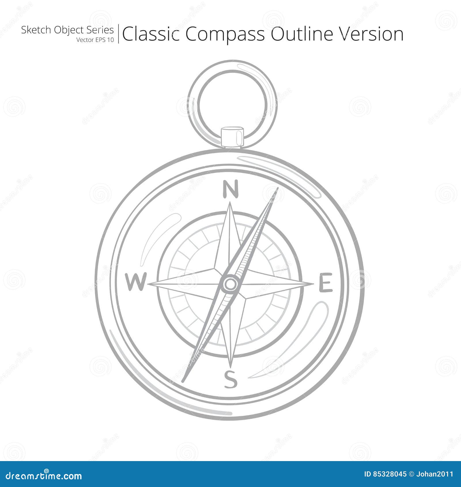 Sketch Compass. stock vector. Illustration of object - 85328045