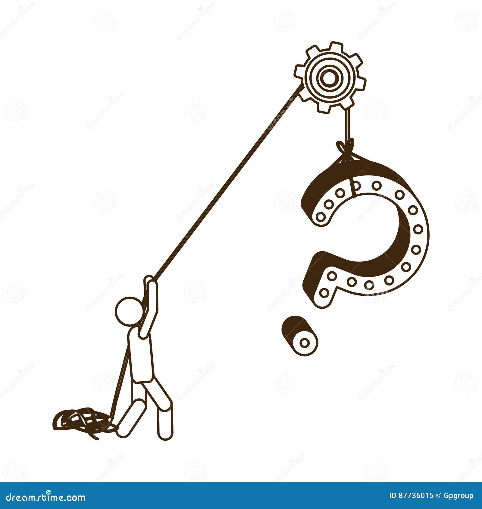 Person Or Boy Pulling Another Man In Cart, Vector Cartoon Stick Figure ...