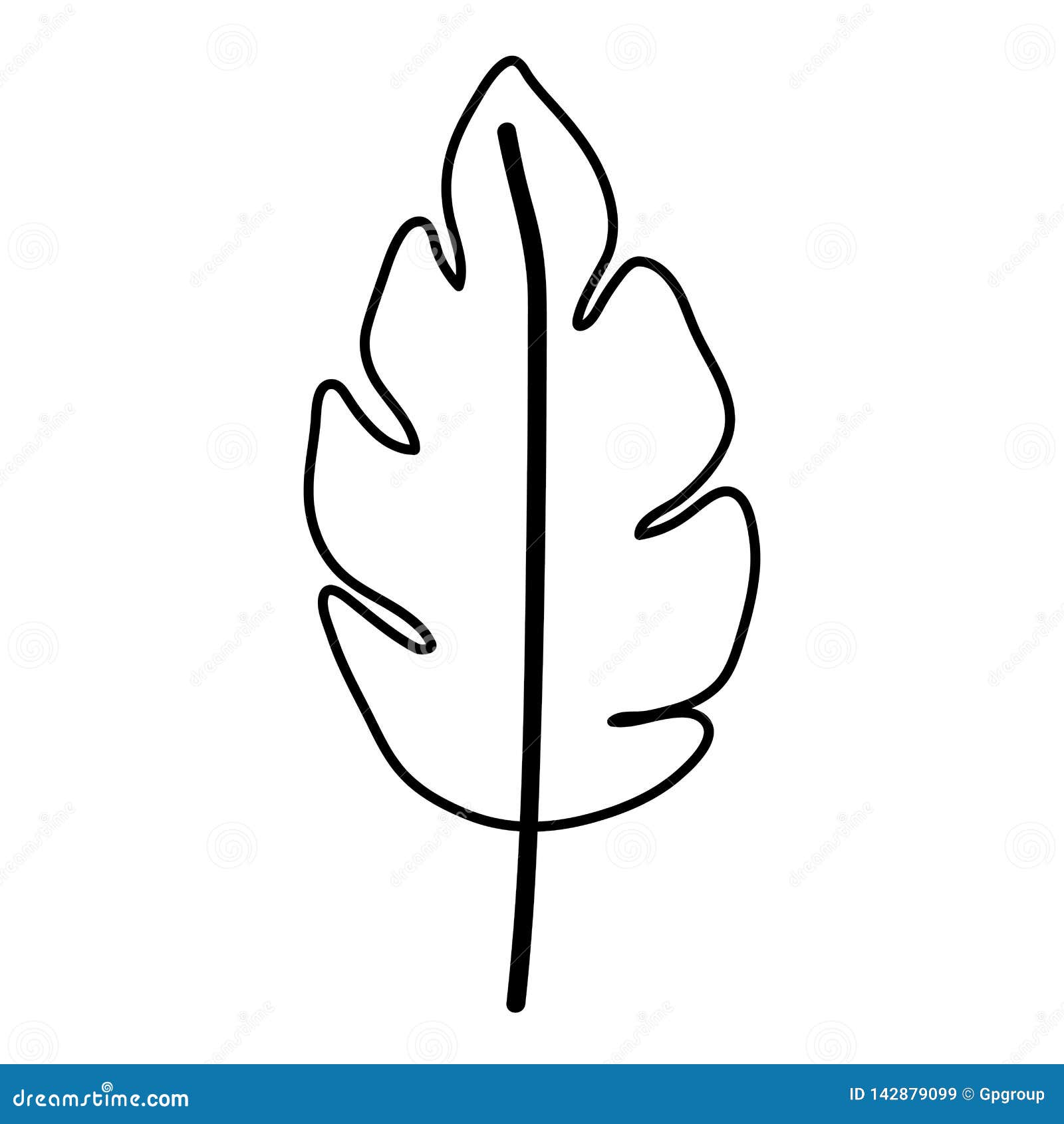 Sketch Contour of Wavy Leaf Plant with a Branch Stock Vector ...