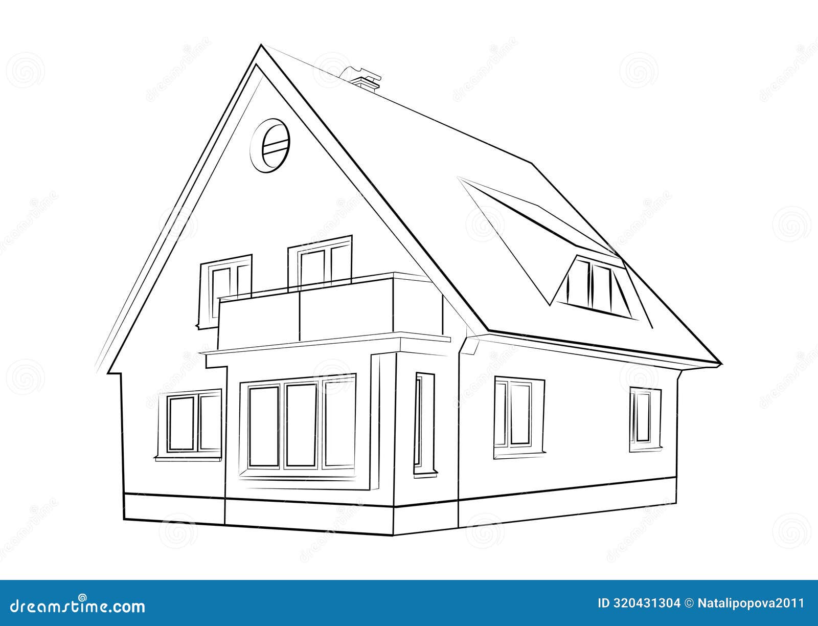 Sketch of a Cozy German House. Vector Illustration Stock Illustration ...