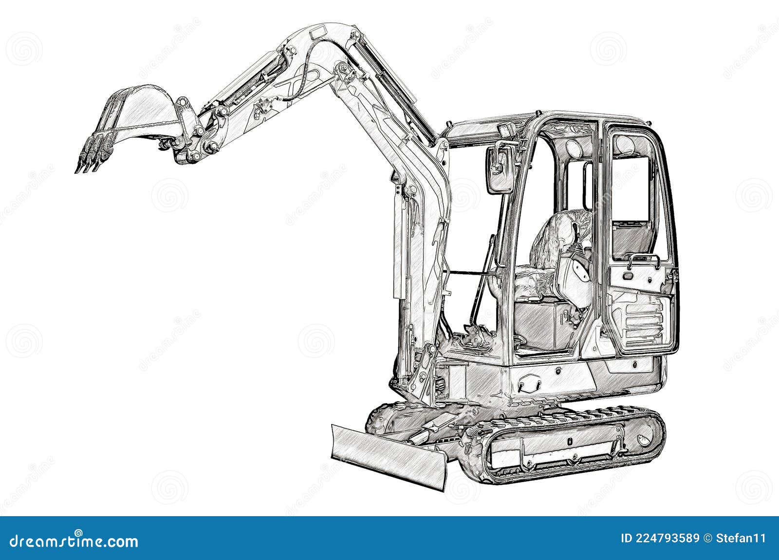 Bulldozer Side View Drawing
