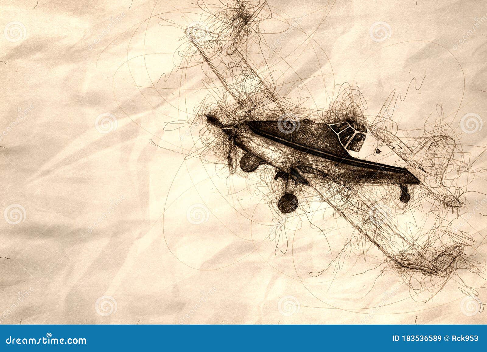 Sketch of a Crop Dusting Plane Flying in a Blue Sky Stock Image - Image ...