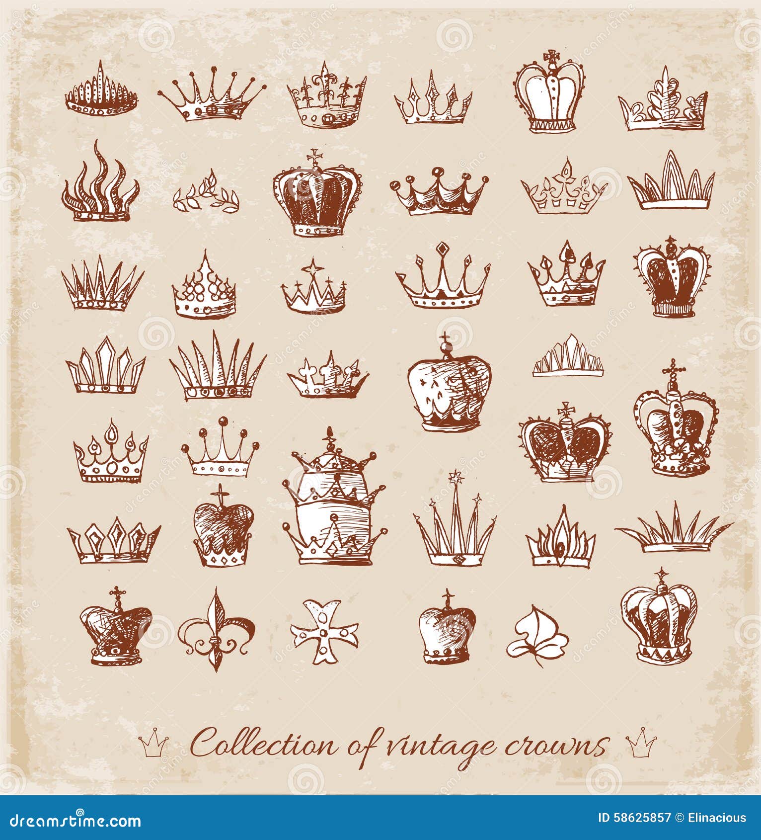 Crowns Collection. Crown In Different Styles. Crowns Isolated On ...