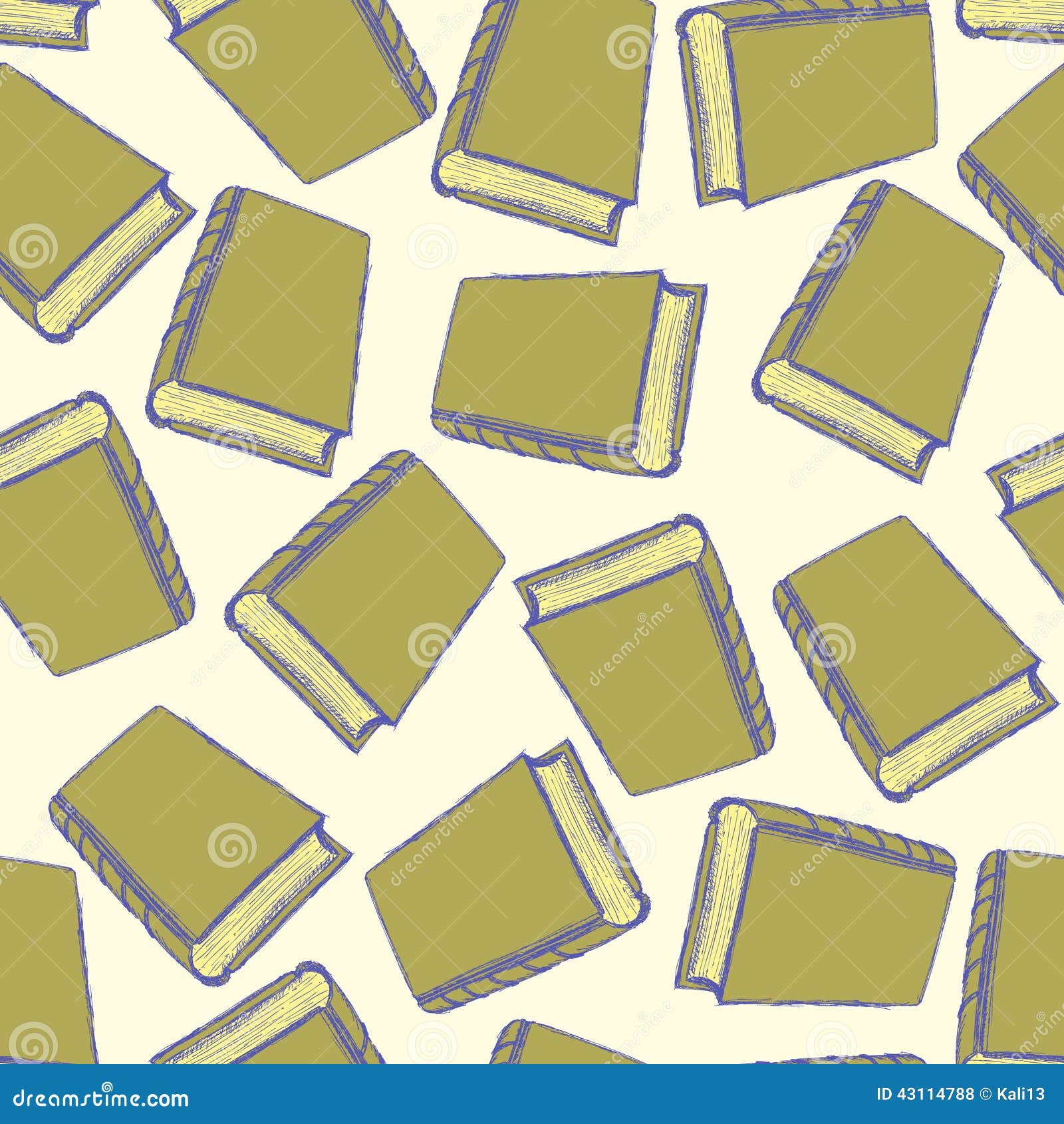 Sketch Cute Book Seamless Pattern Stock Illustration - Illustration of ...