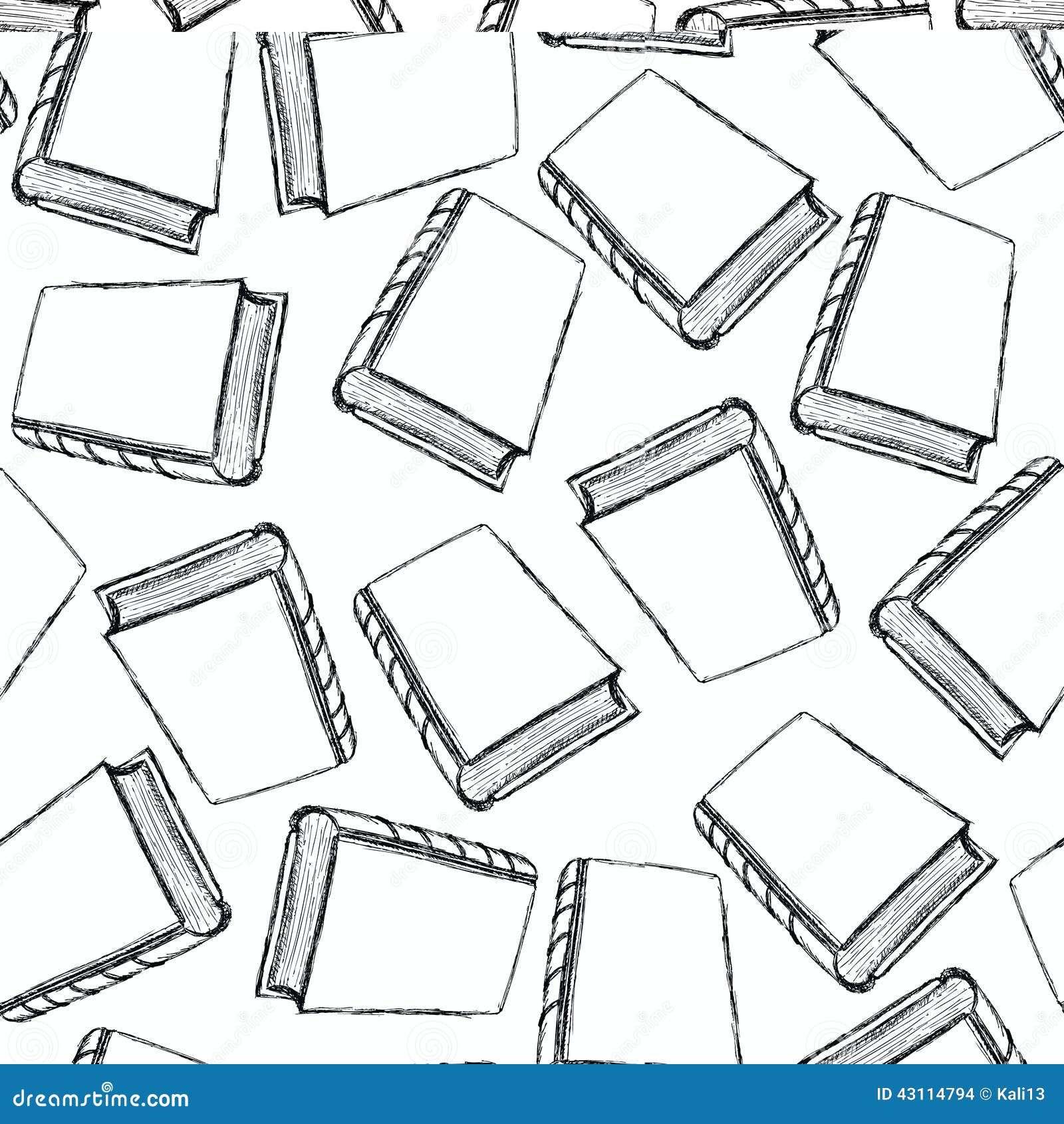 Sketch Cute Book Seamless Pattern Stock Illustration - Illustration of ...